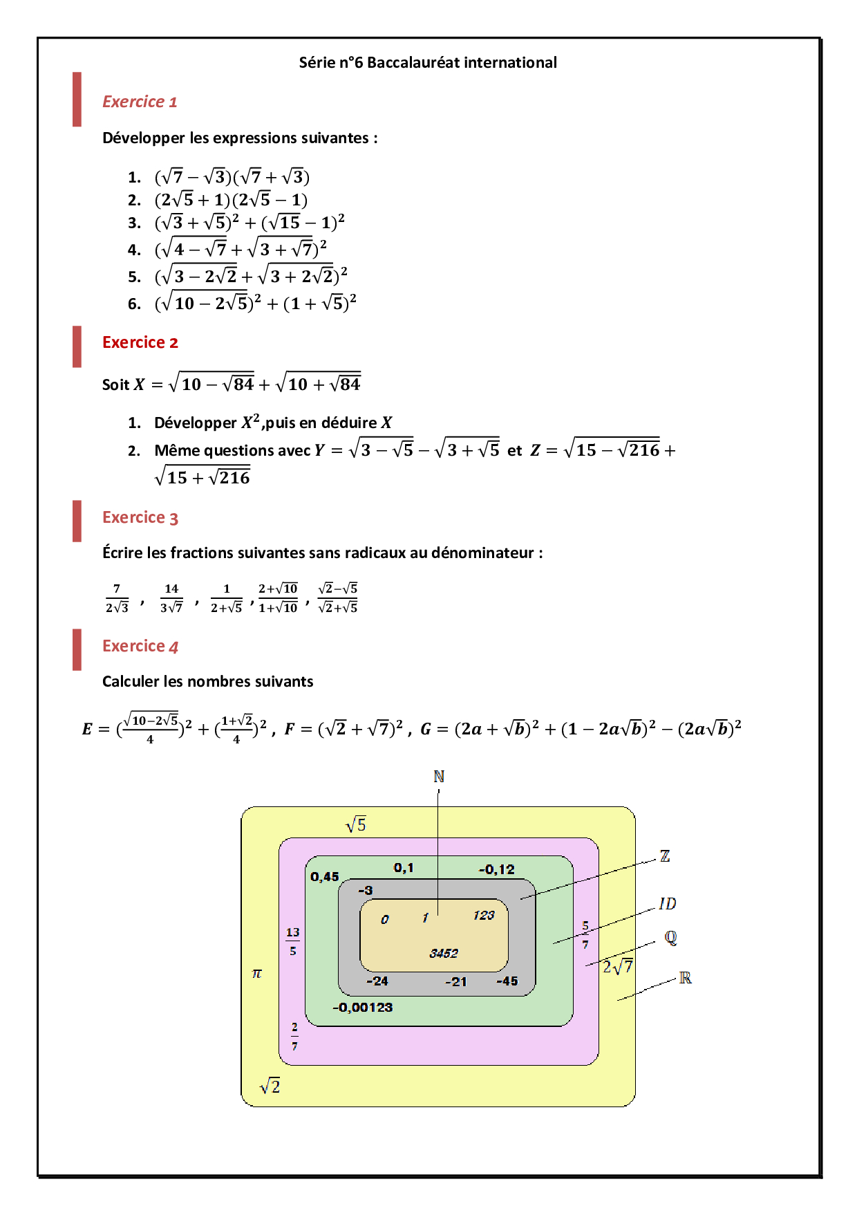Les ensembles de nombres N, Z, Q, D et R - Exercices non corrigés 3 - AlloSchool