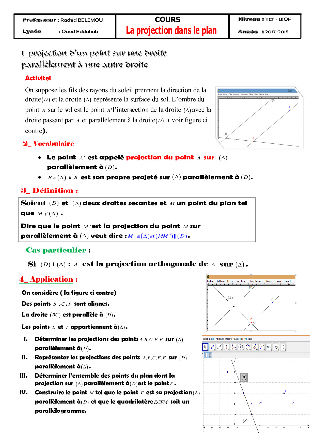 La projection dans le plan - Cours 4 - AlloSchool
