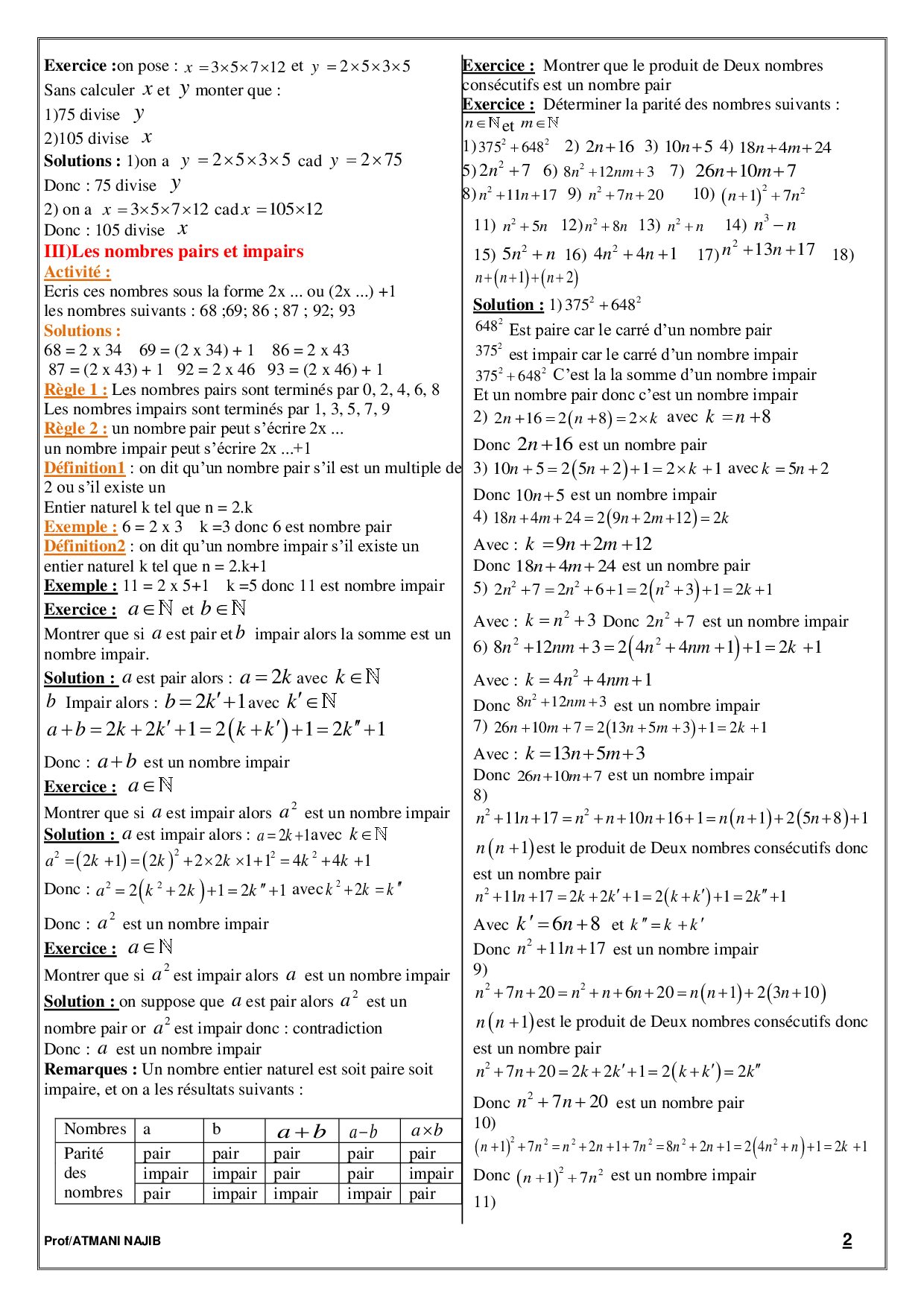 Arithmétique dans IN - Cours et exercices corrigés - AlloSchool