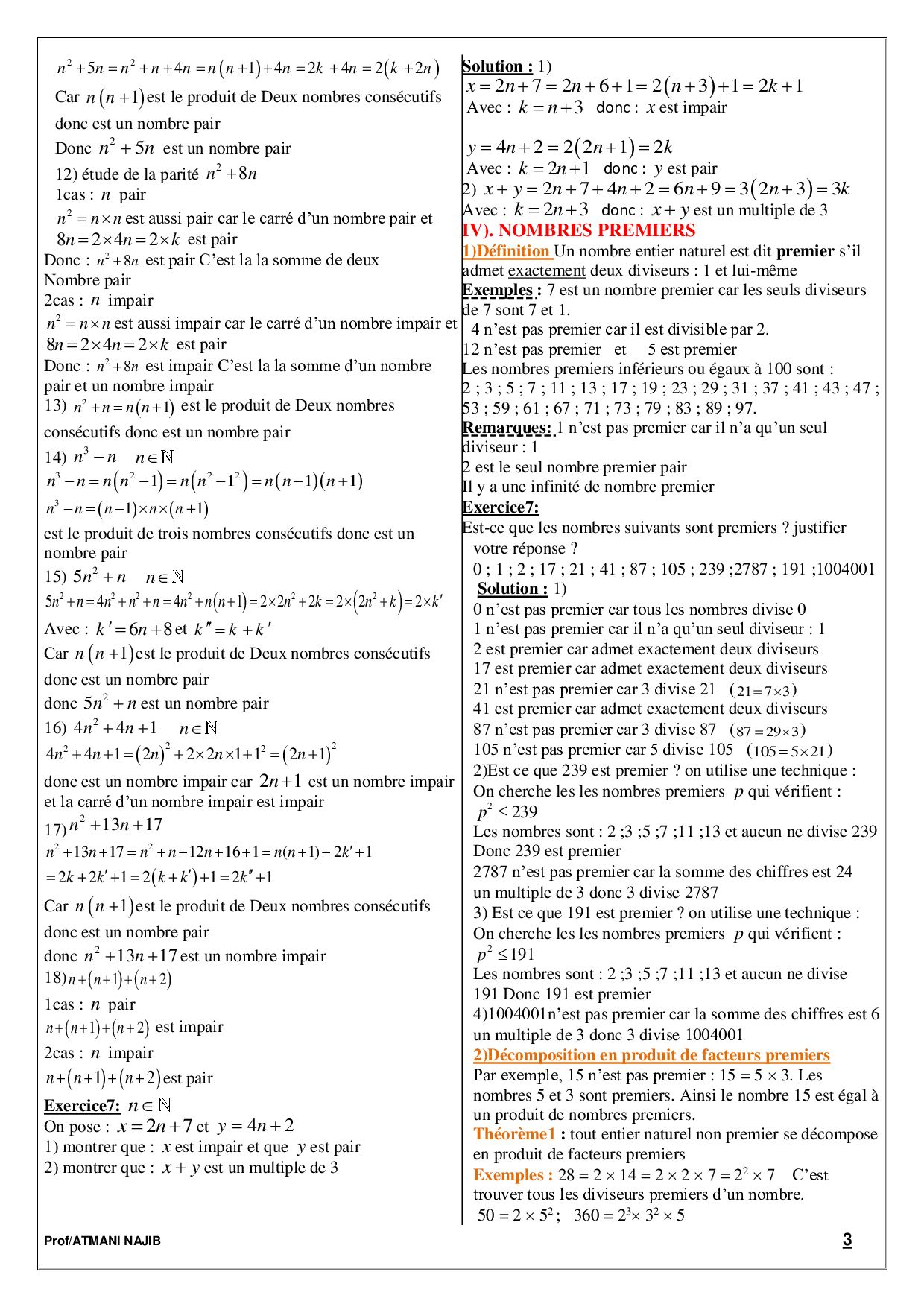 Arithmétique dans IN - Cours et exercices corrigés - AlloSchool