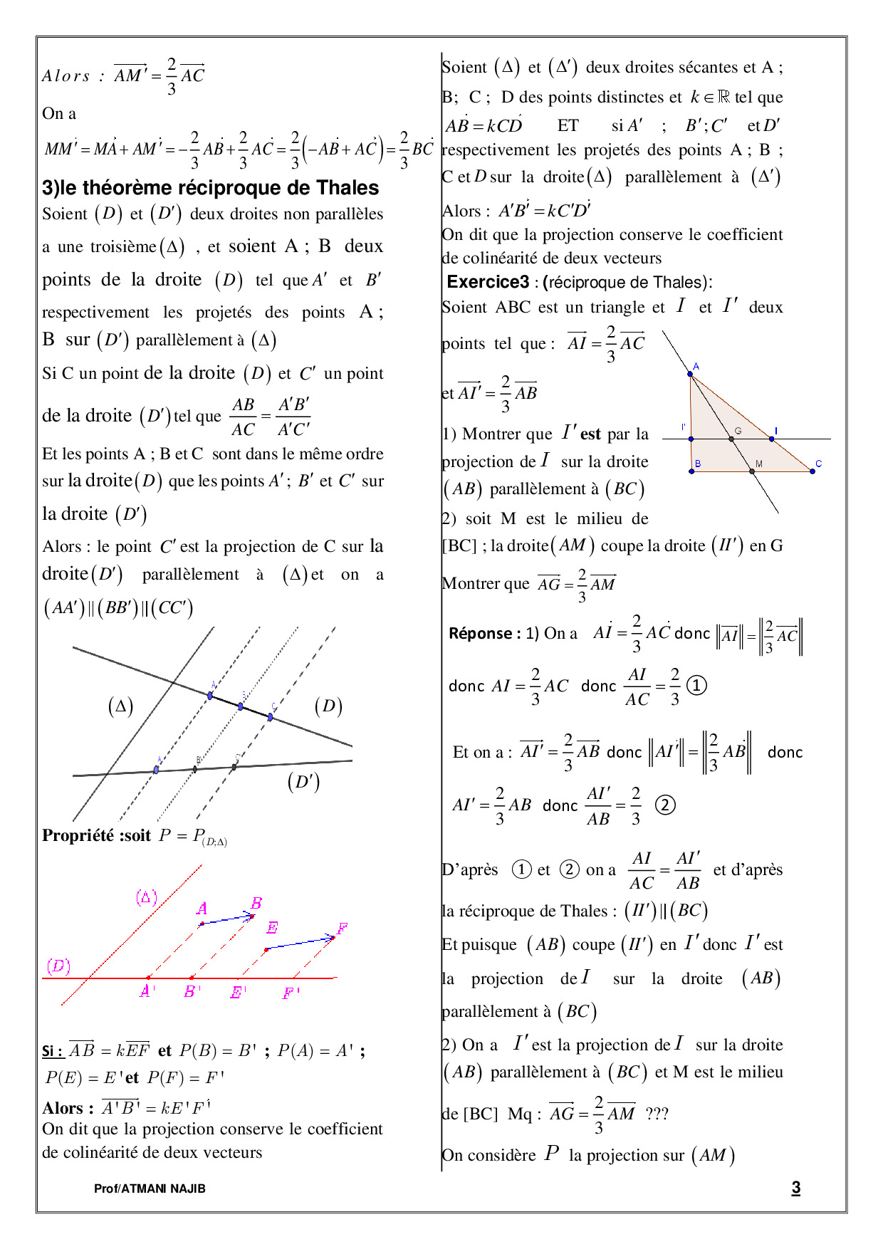 La projection dans le plan - Cours et exercices corrigés - AlloSchool