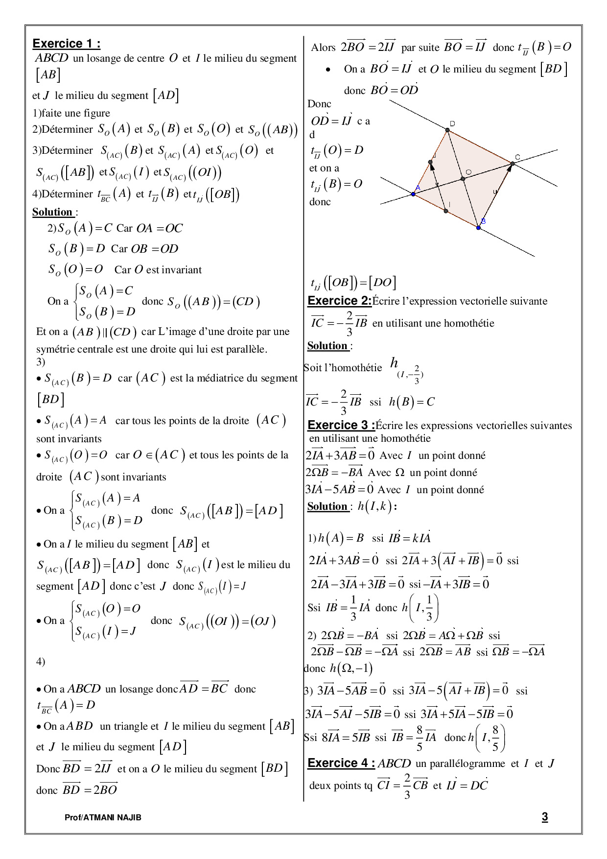 Transformations du plan - Cours et exercices corrigés - AlloSchool