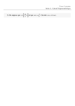 Calcul trigonométrique 1 - Série d'exercices 1 - AlloSchool