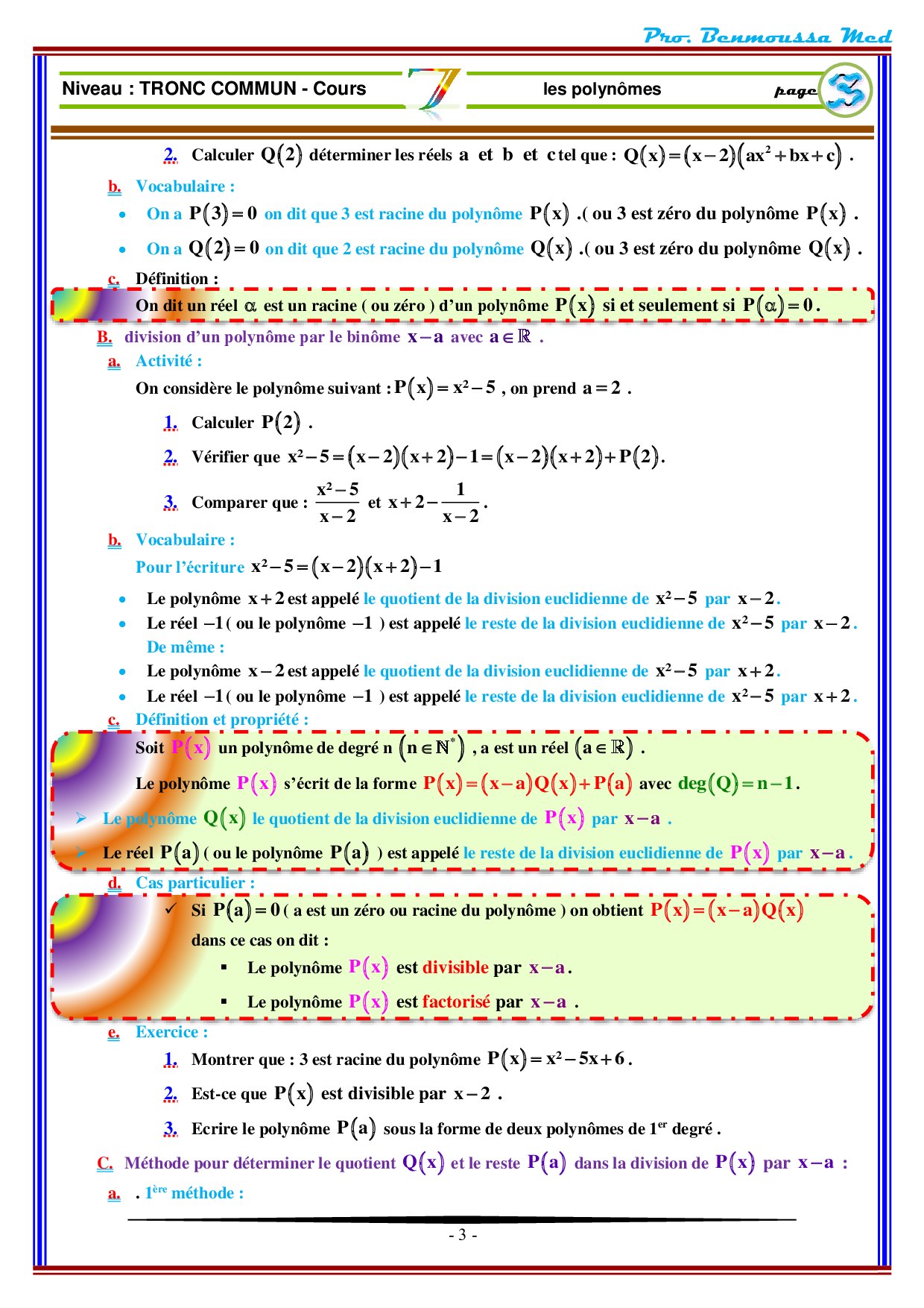 Les polynômes - Cours 1 - AlloSchool