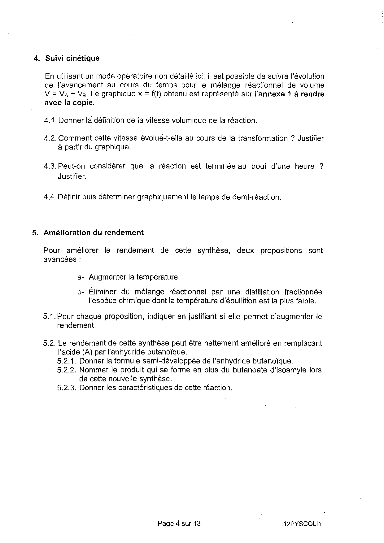 Bac S Physique Chimie (Spécialité) Liban 2012 - Sujet - AlloSchool