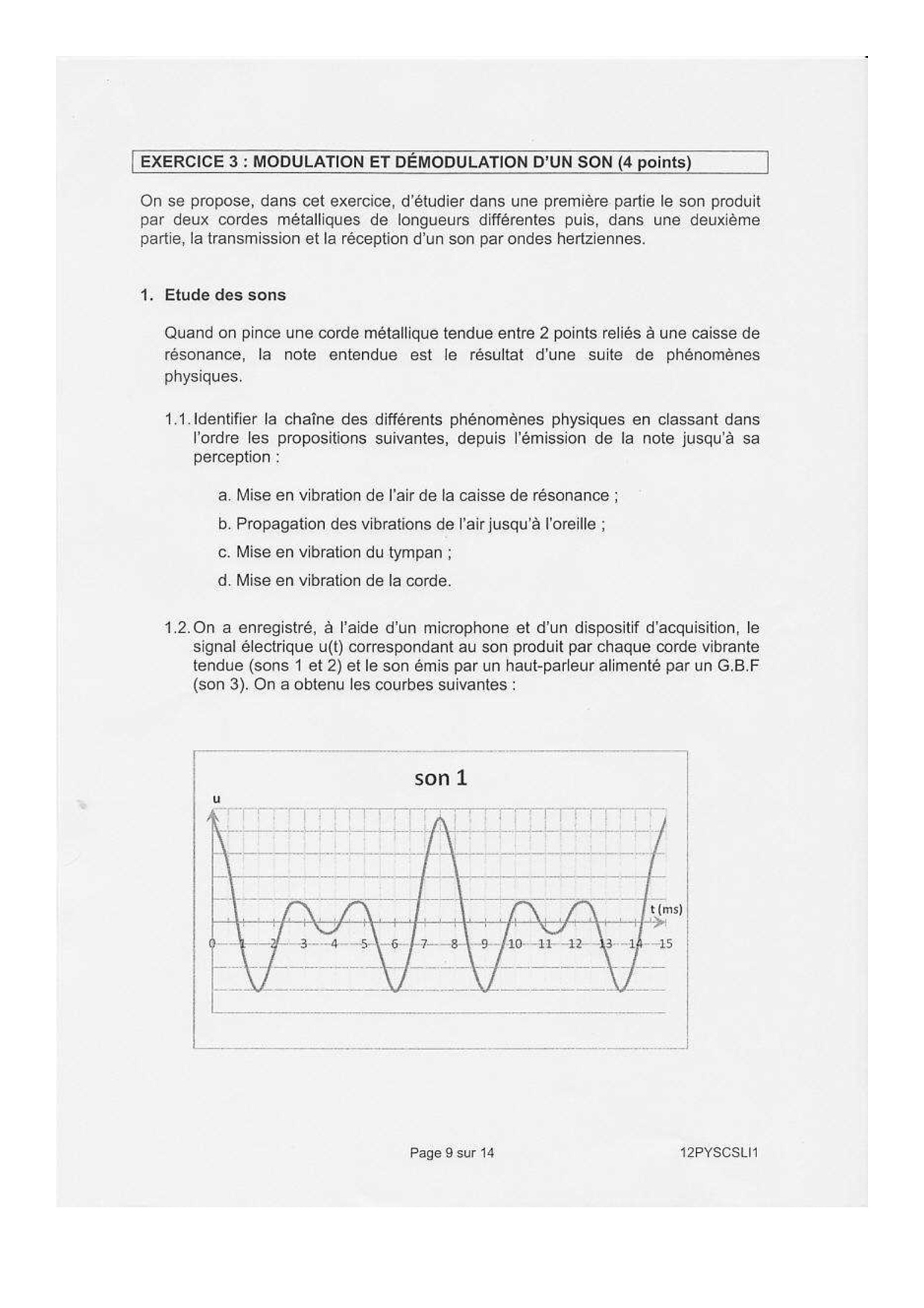 Bac S Physique Chimie (Spécialité) Liban 2012 - Sujet - AlloSchool