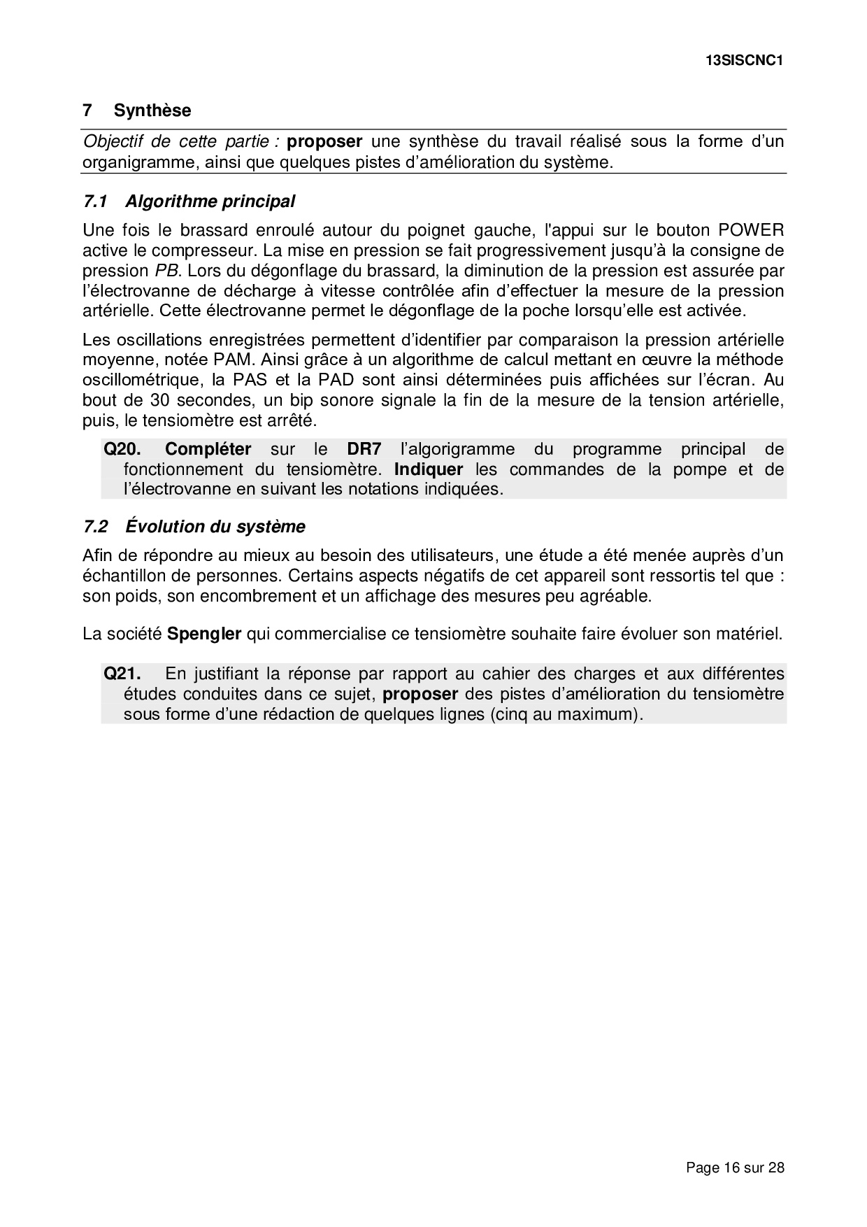 Bac S Sciences de l'Ingénieur (SI) Nouvelle-Calédonie 2013 - Sujet - AlloSchool