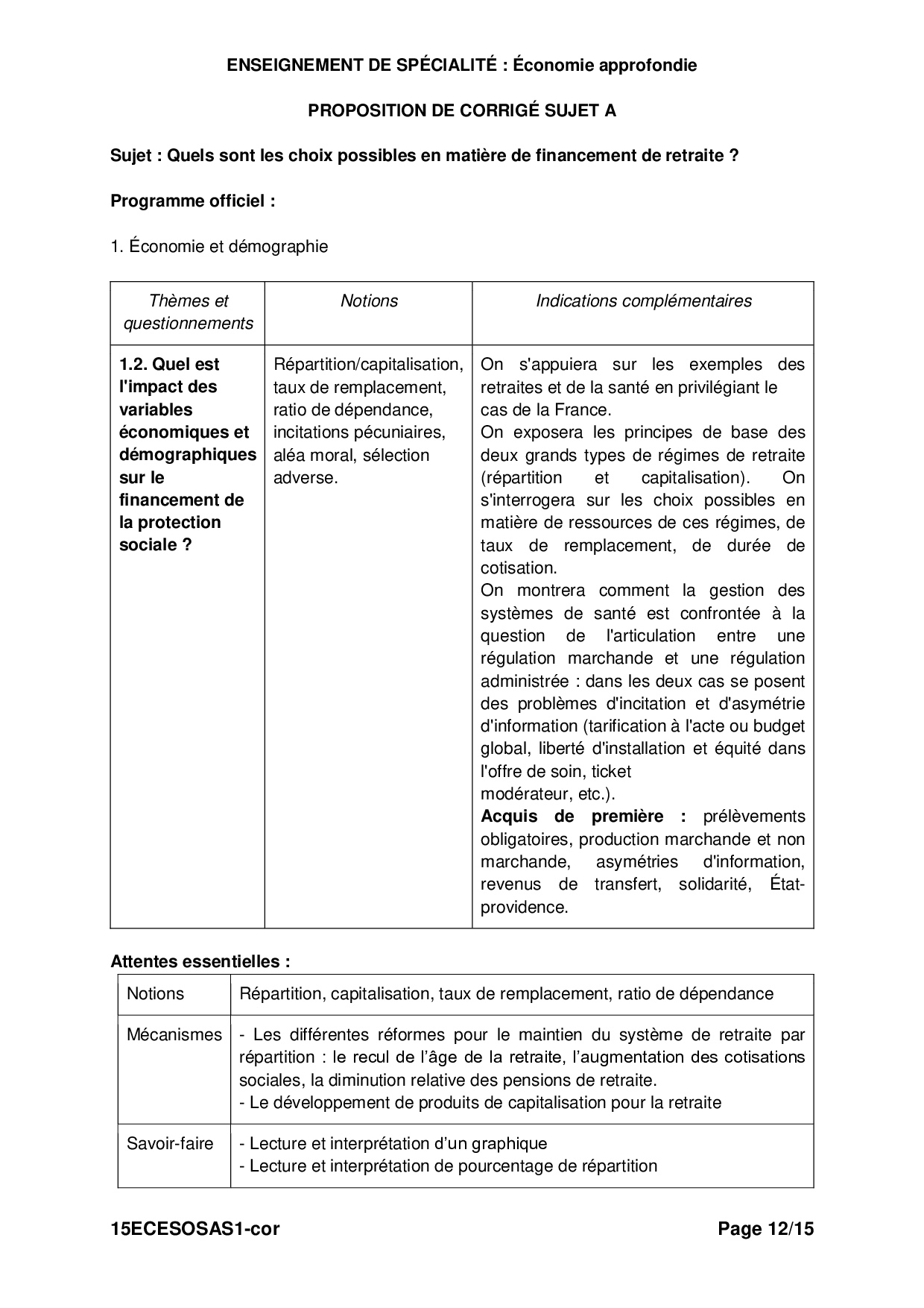 Bac ES Sciences Economiques et Sociales (SES) Amérique du Sud 2015 ...