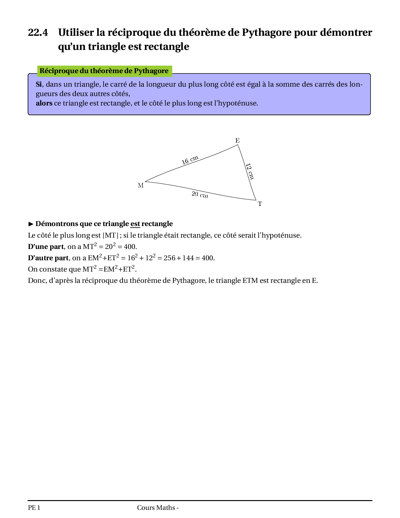 Théorème de Pythagore d'un angle aigu - Cours 1 (FR) - AlloSchool