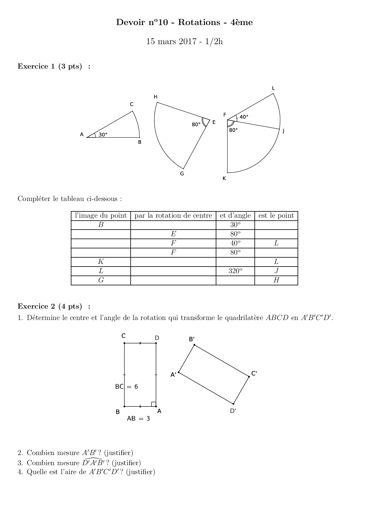 Devoir 6 (Rotations) - AlloSchool