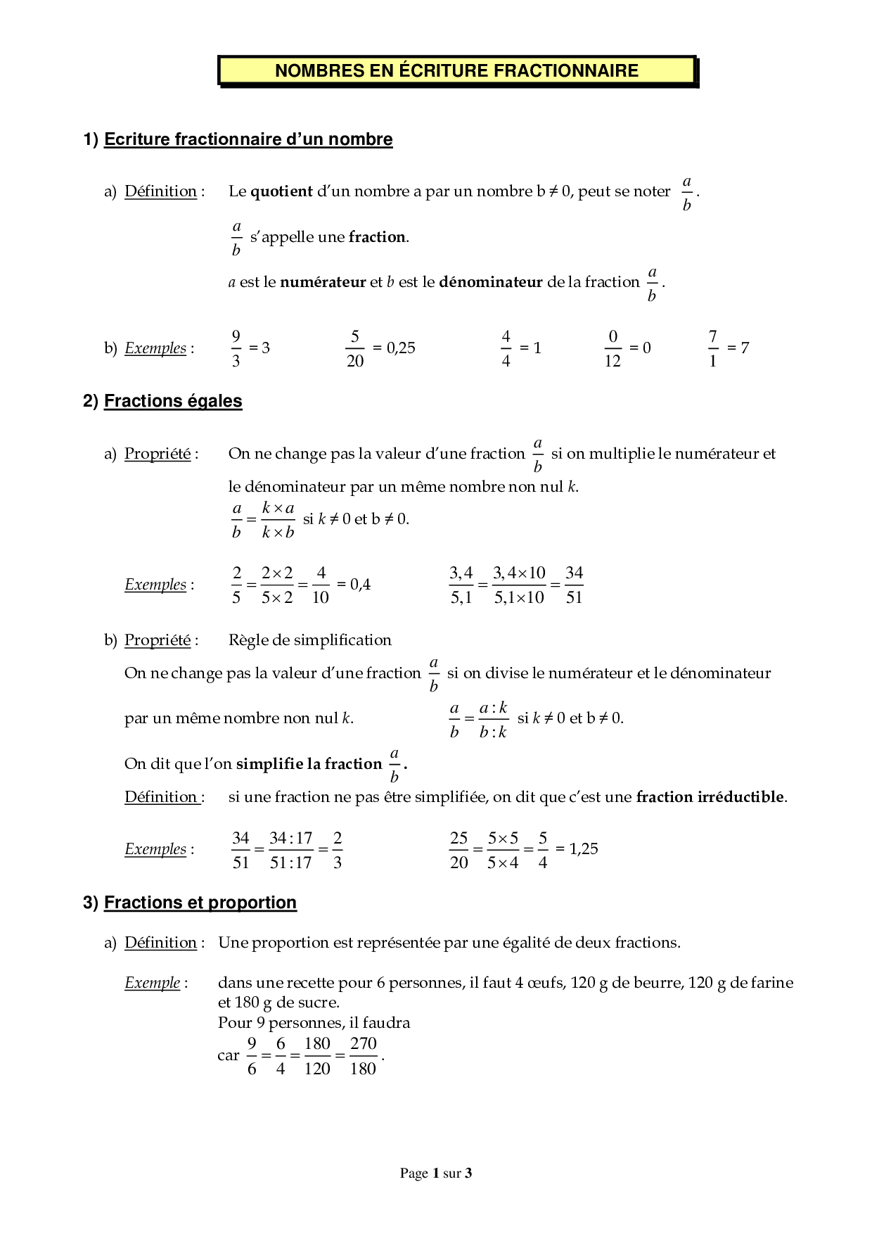 Opérations sur les fractions - Cours 2 (FR) - AlloSchool