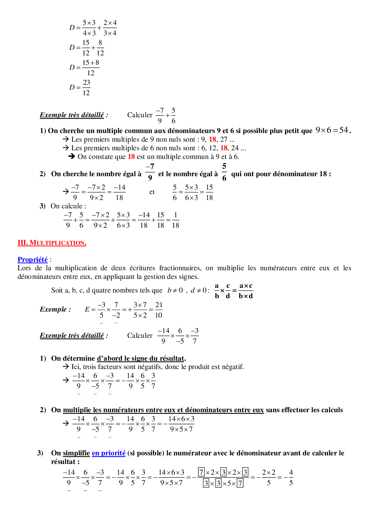 Opérations sur les fractions - Cours 3 (FR) - AlloSchool
