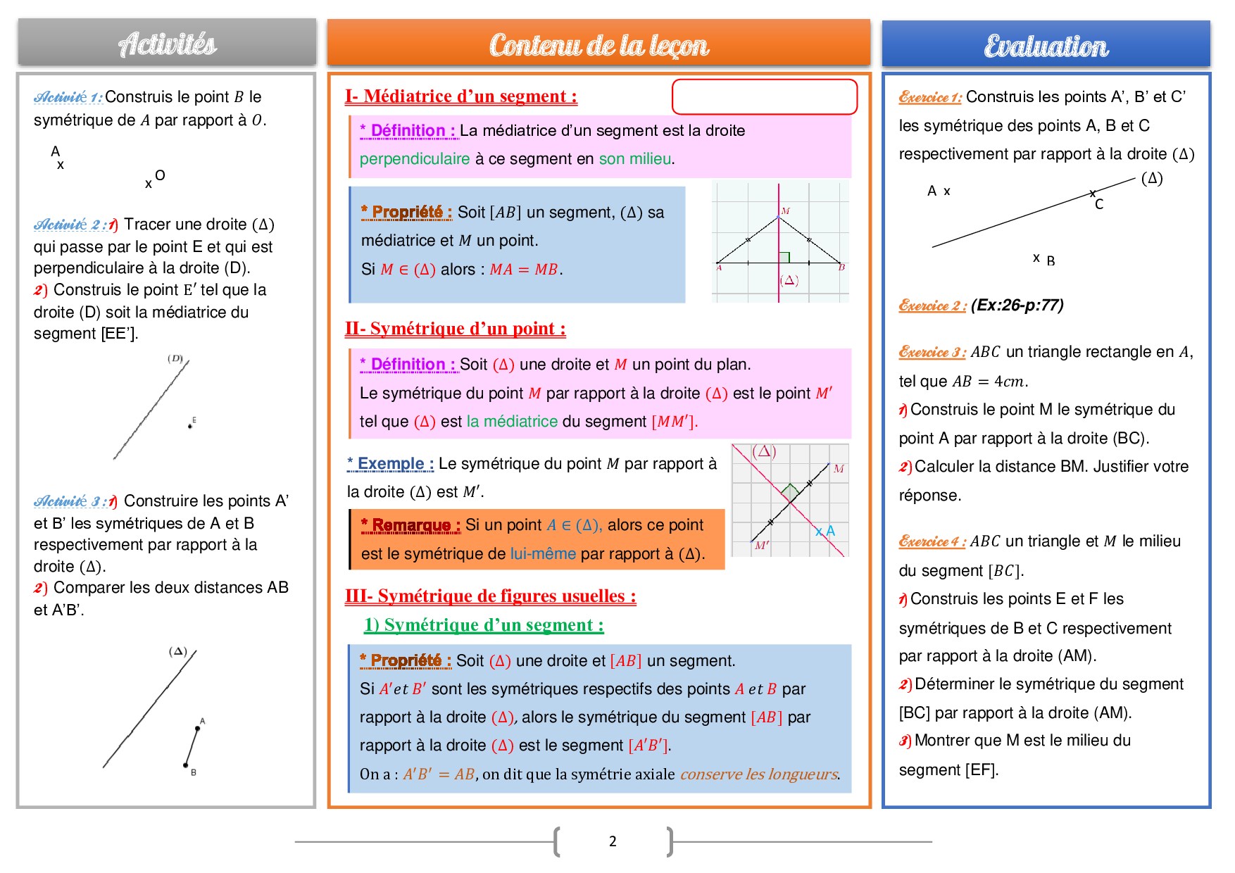Symétrie axiale - Cours et exercices (MA) - AlloSchool