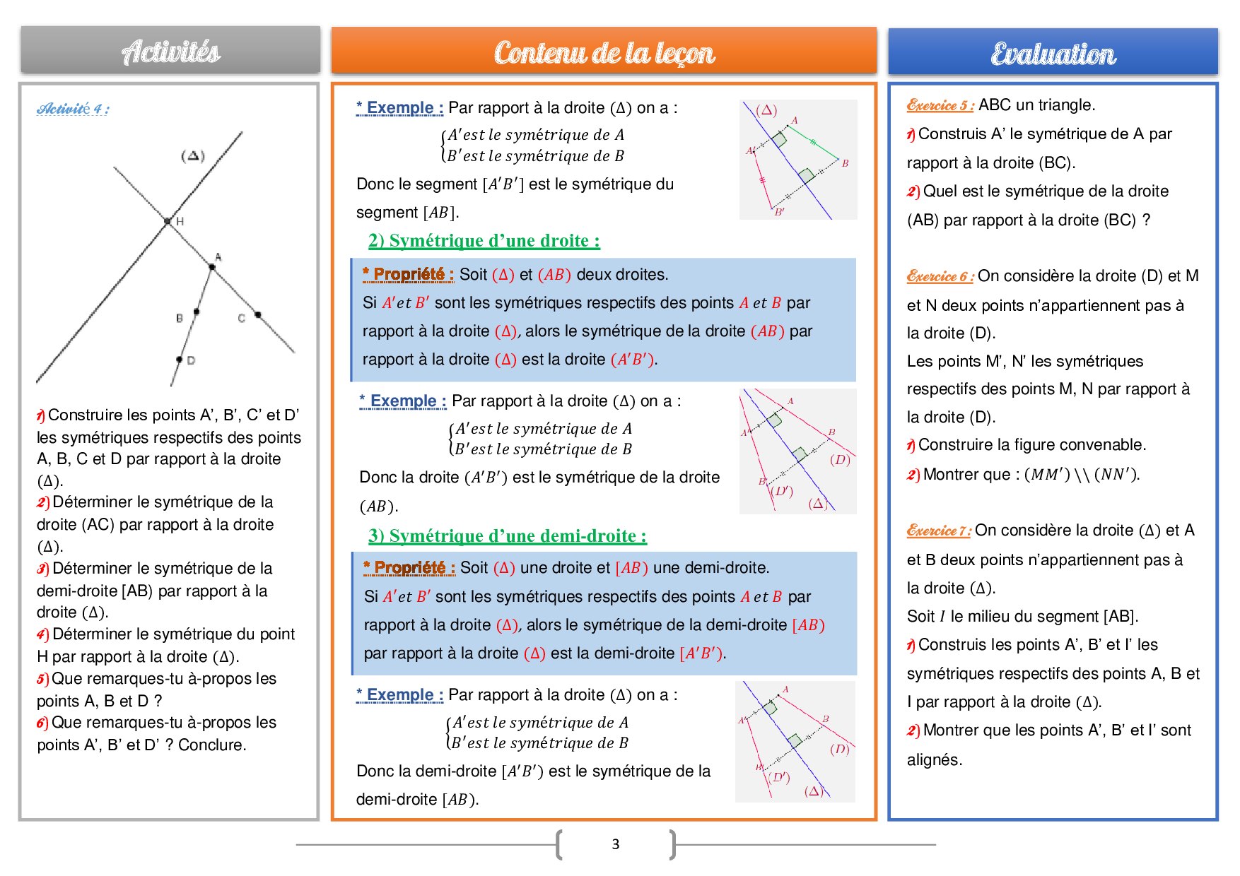 Symétrie axiale - Cours et exercices (MA) - AlloSchool