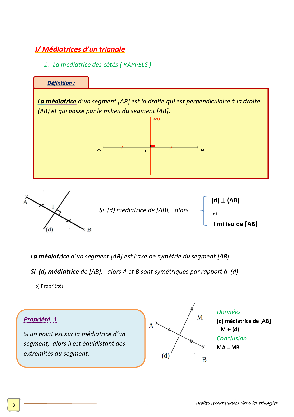 Droites remarquables dans un triangle - Cours (MA) - AlloSchool