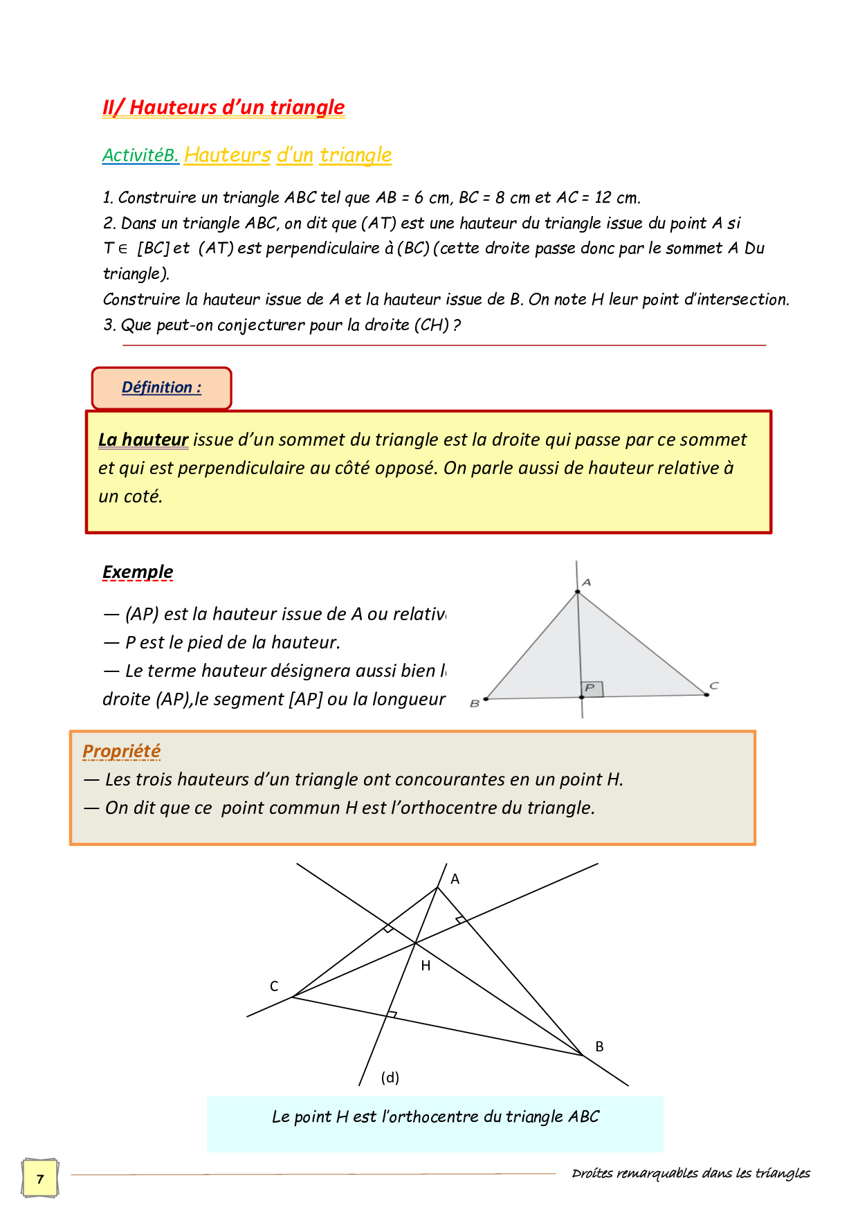 Droites remarquables dans un triangle - Cours (MA) - AlloSchool