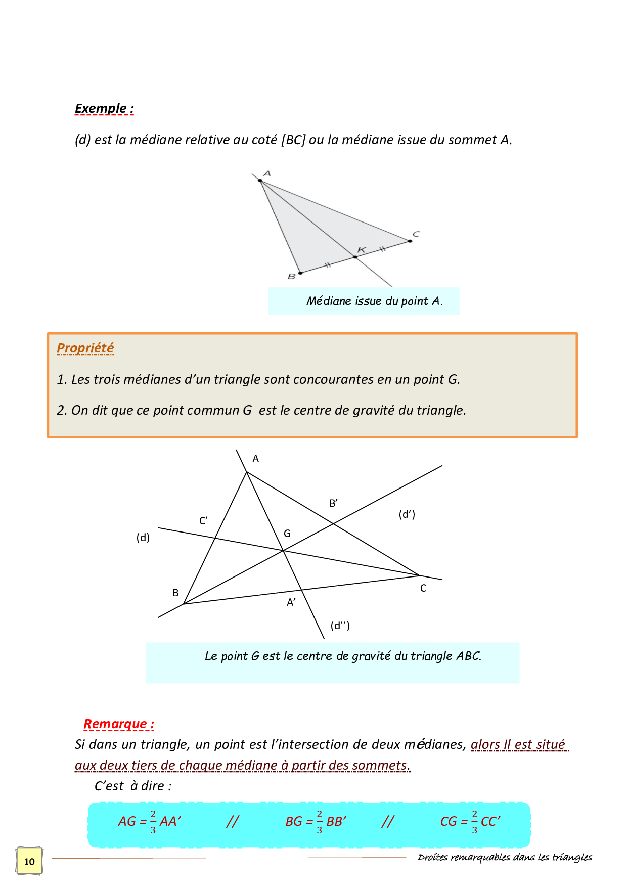 Droites remarquables dans un triangle - Cours (MA) - AlloSchool