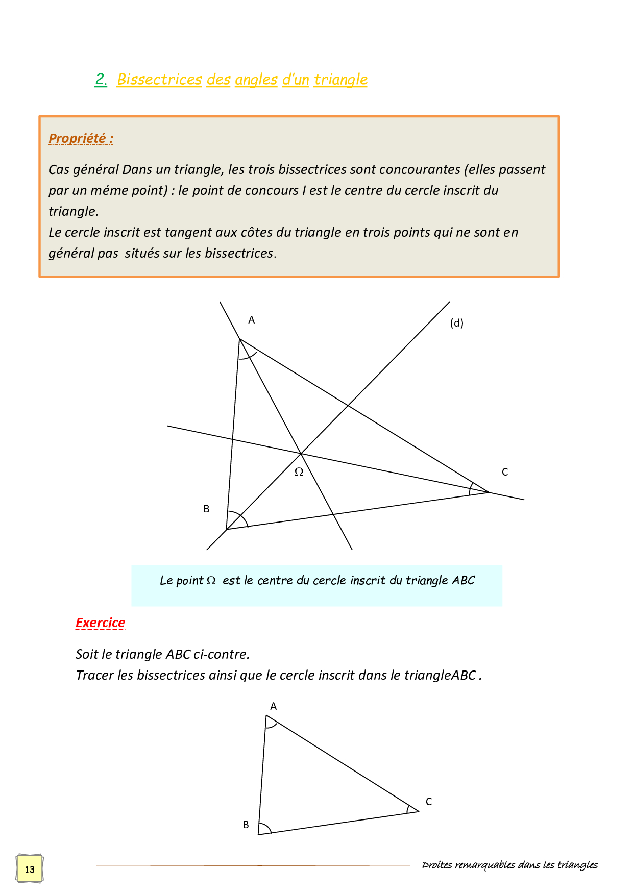 Droites remarquables dans un triangle - Cours (MA) - AlloSchool