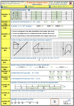Évaluation diagnostique Maths 2AC - Sujet - AlloSchool