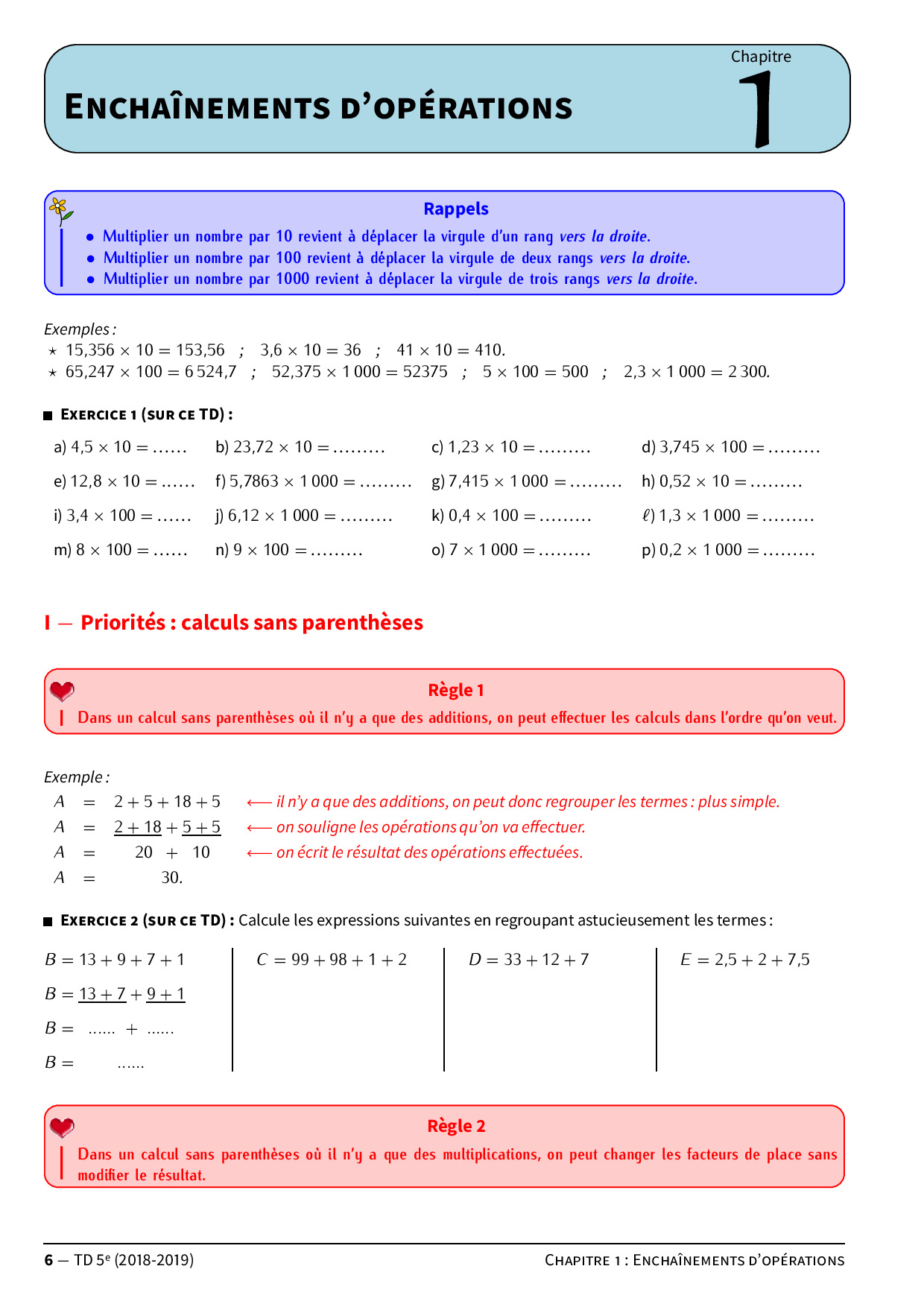 Enchaînements d'opérations - Cours et exercices (FR) - AlloSchool