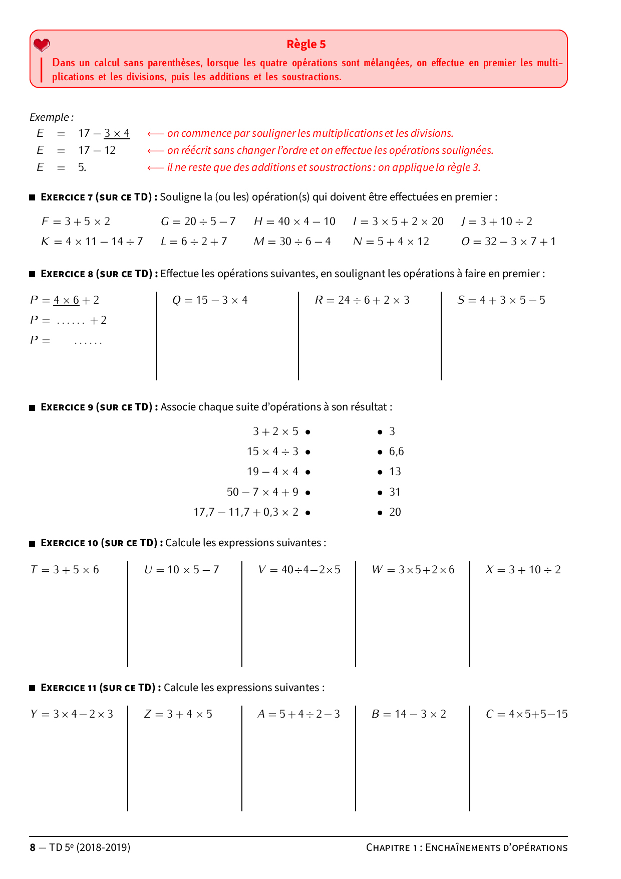 Enchaînements d'opérations - Cours et exercices (FR) - AlloSchool