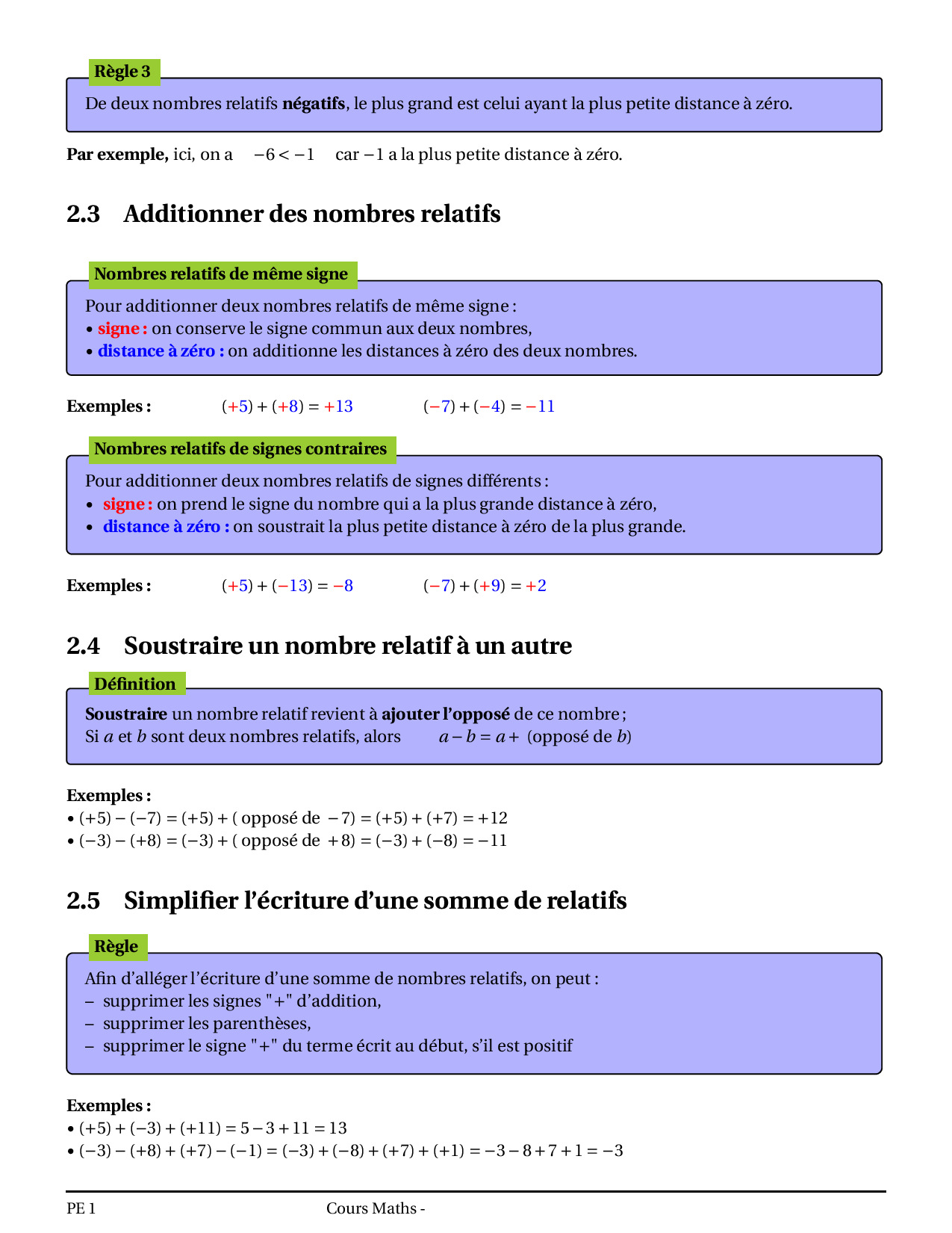 Nombres relatifs - Cours 1 (FR) - AlloSchool