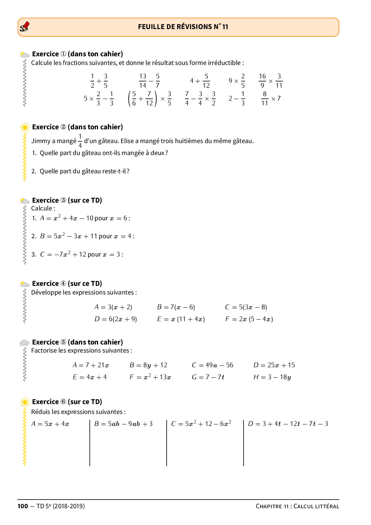 Calcul littéral - Cours et exercices (FR) - AlloSchool