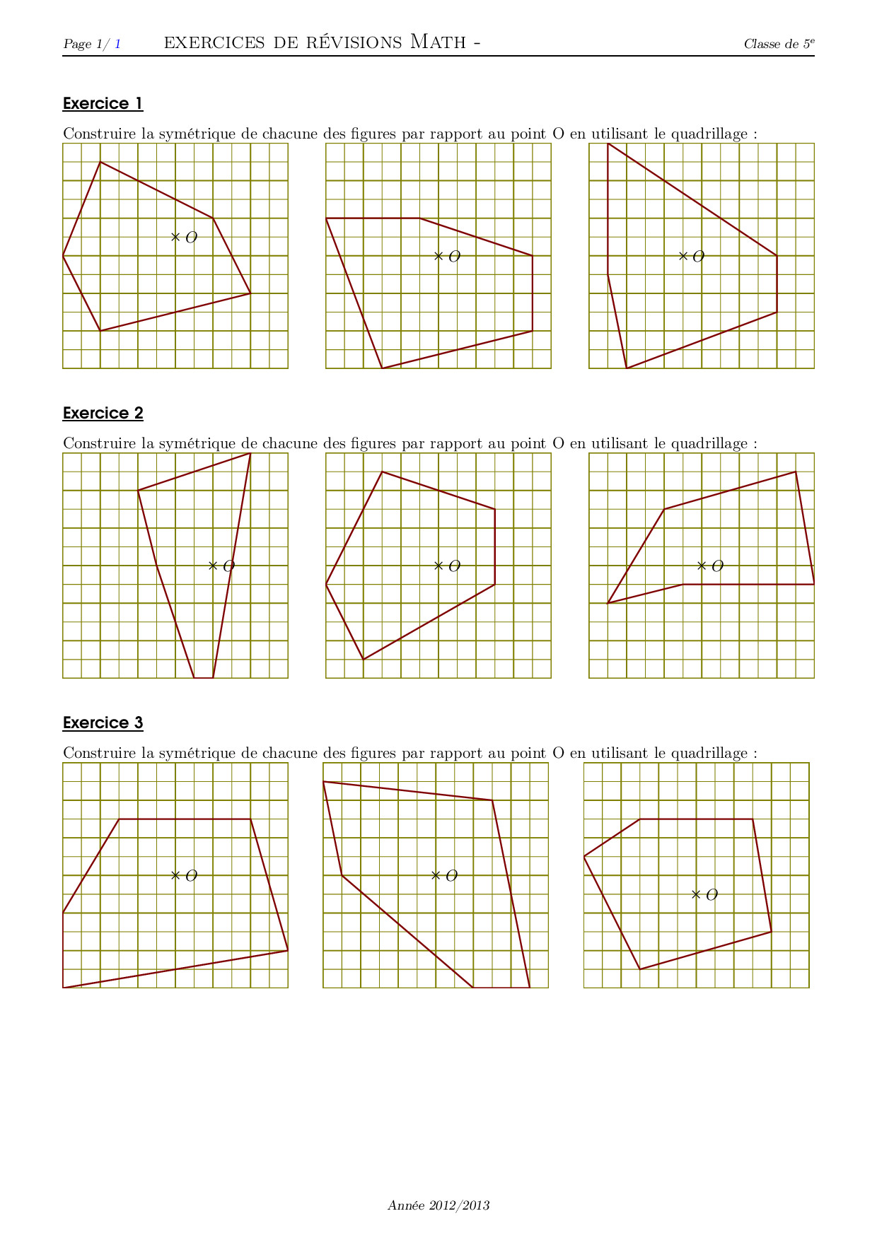Symétrie centrale - Série d'exercices 1 - AlloSchool