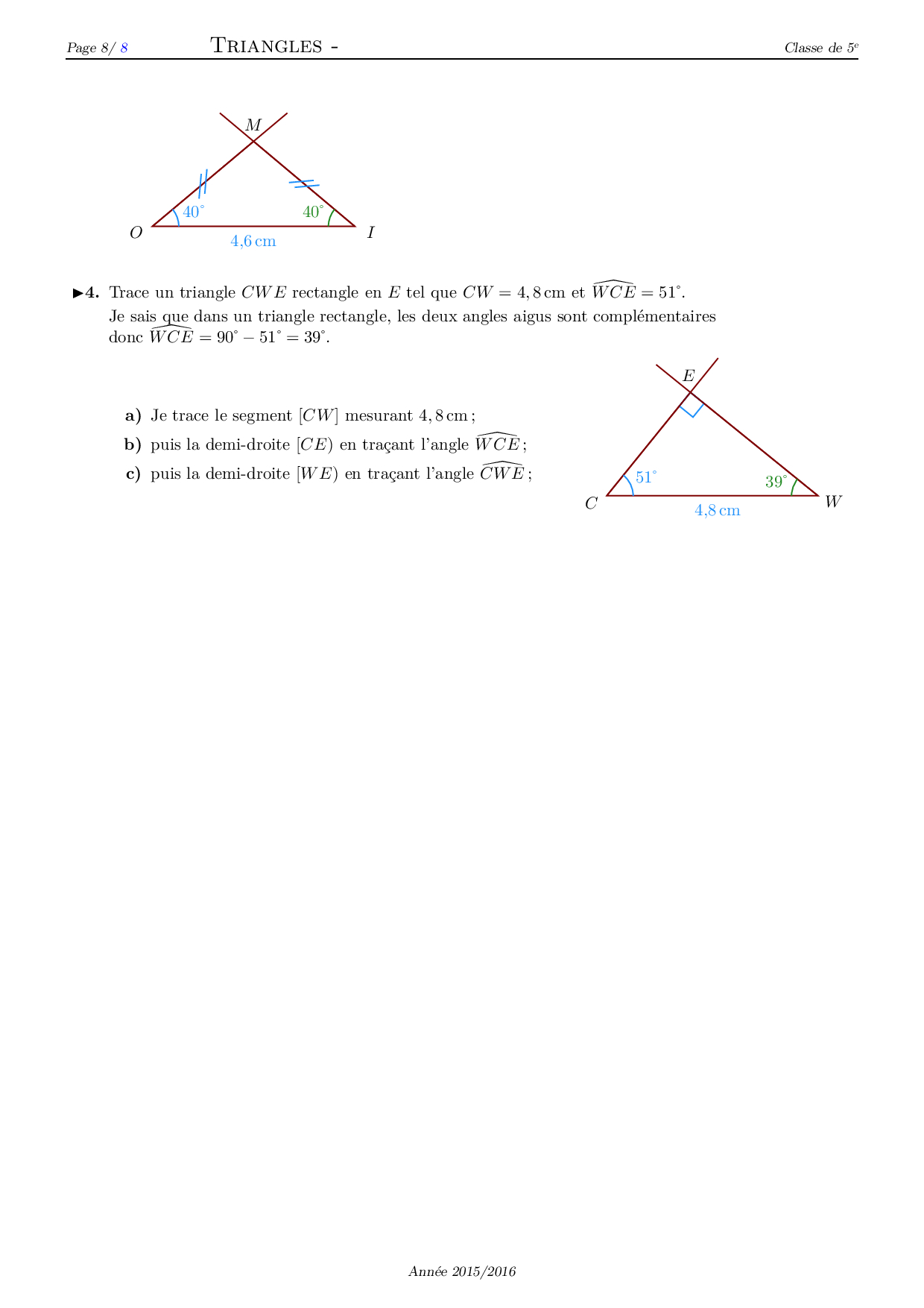 Construction de triangles - Corrigé série d'exercices 4 - AlloSchool