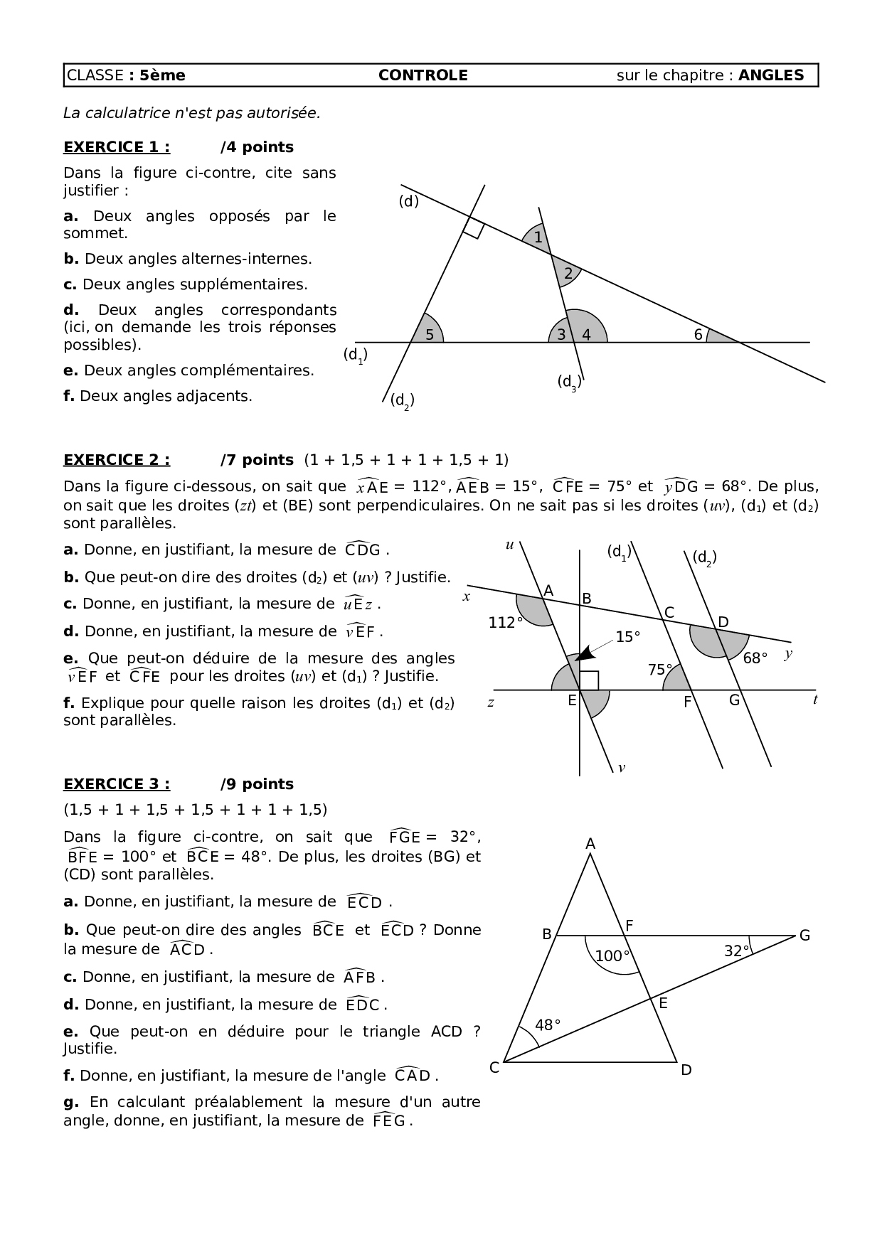 Devoir 4 (Angles) - AlloSchool