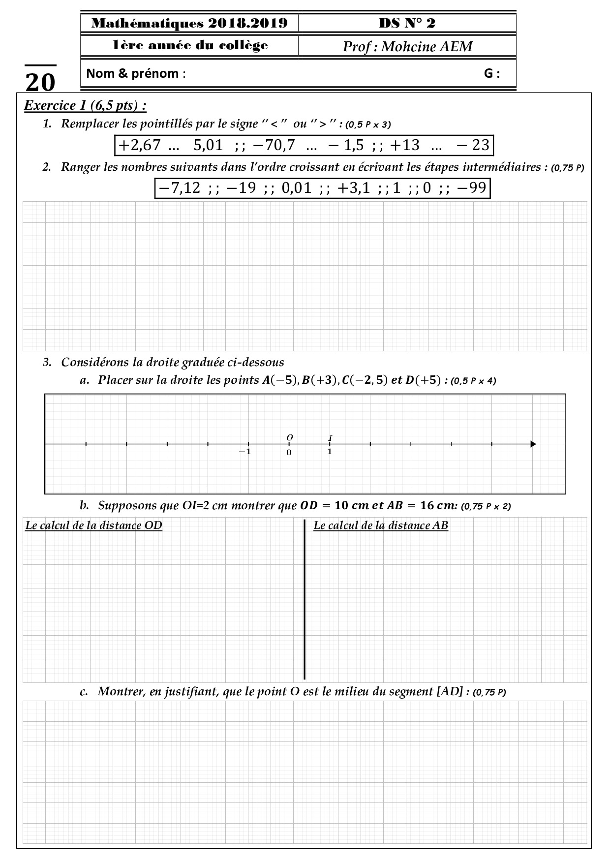 Devoir 2 Modèle 6 - Mathématiques 1AC Semestre 1 - AlloSchool