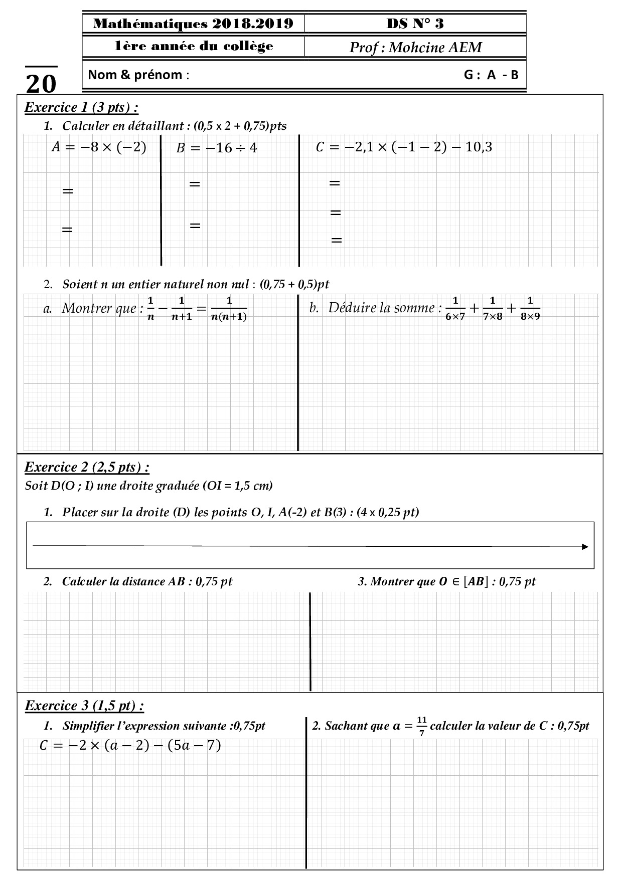 Devoir 3 Modèle 4 Mathématiques 1ac Semestre 1 Alloschool
