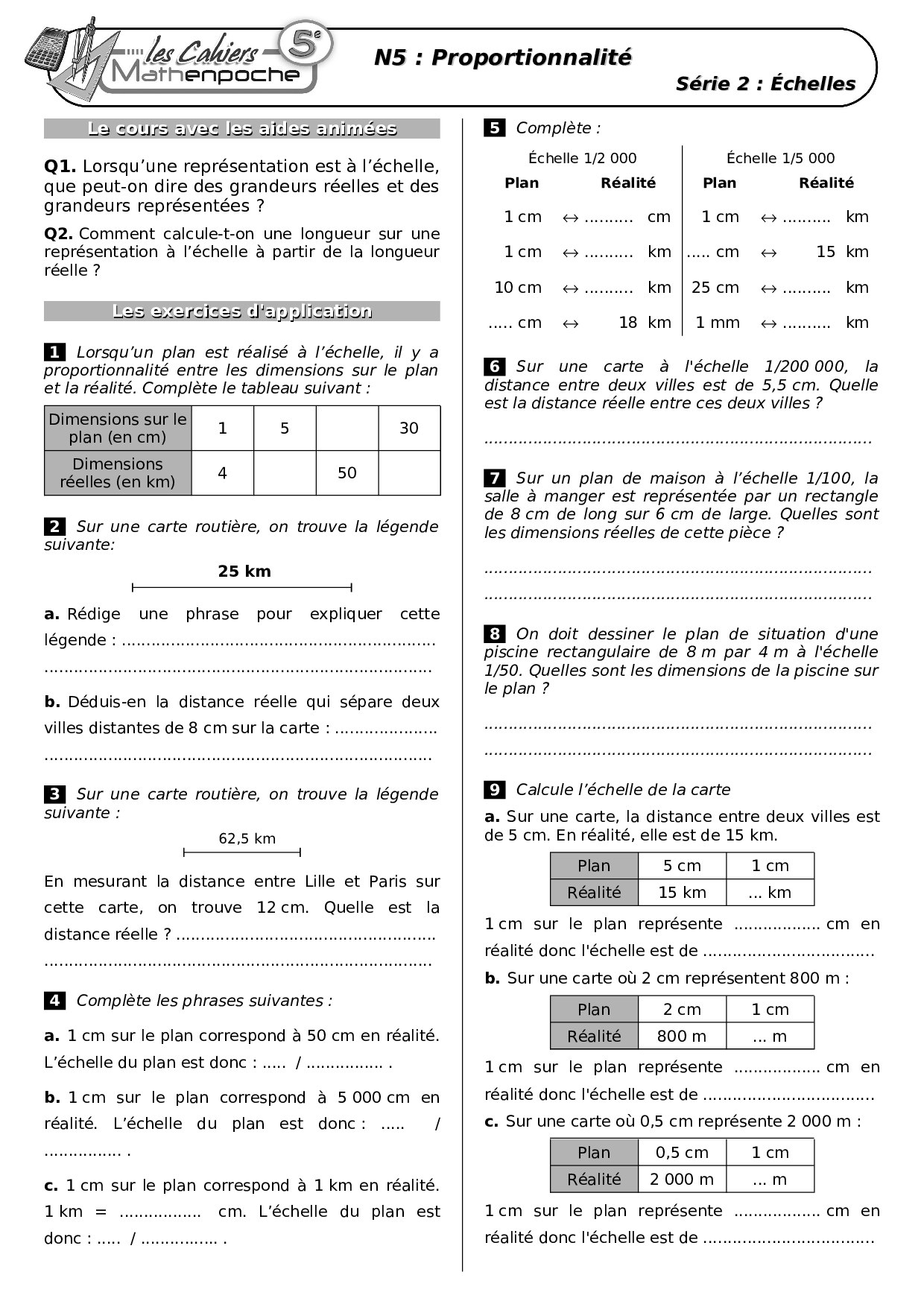 Proportionnalité - Exercices (FR) (échelles) - AlloSchool