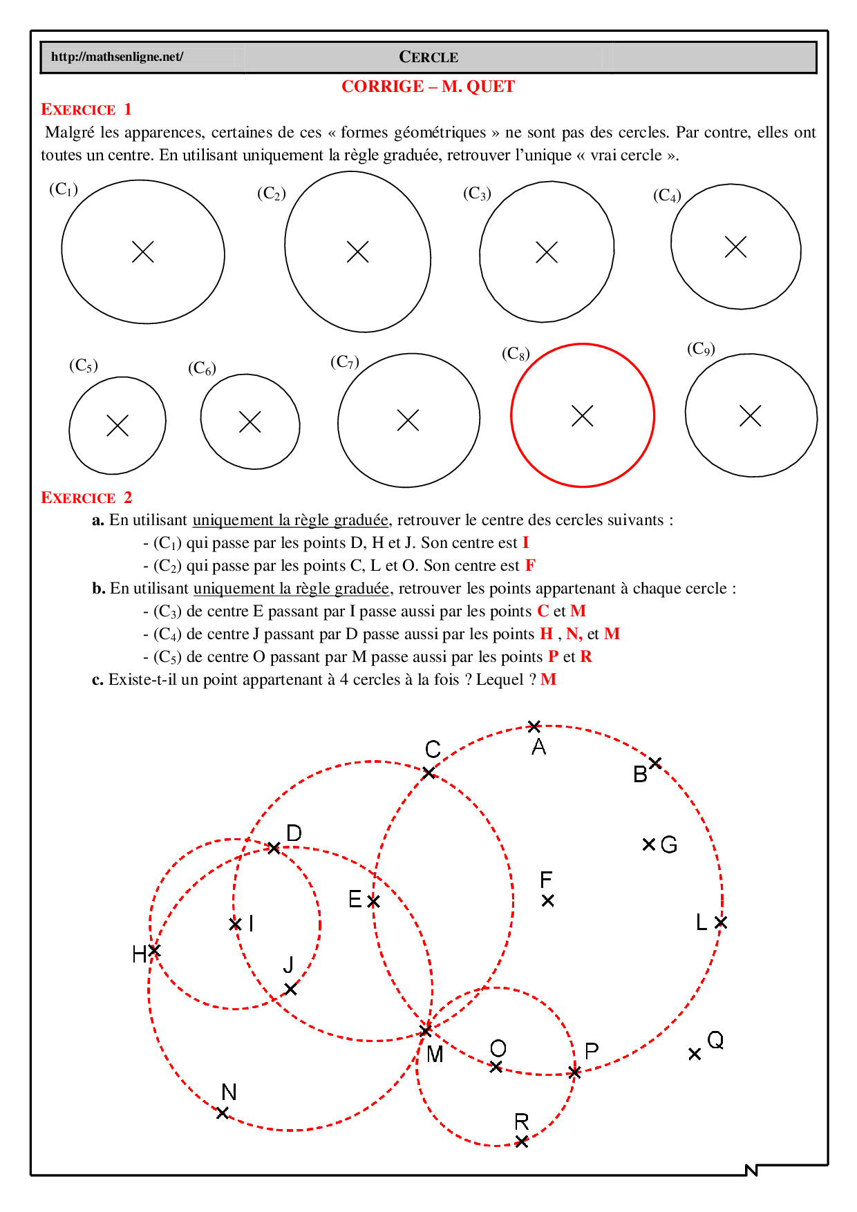 Propriété d'équidistance - Corrigé d'exercices - AlloSchool