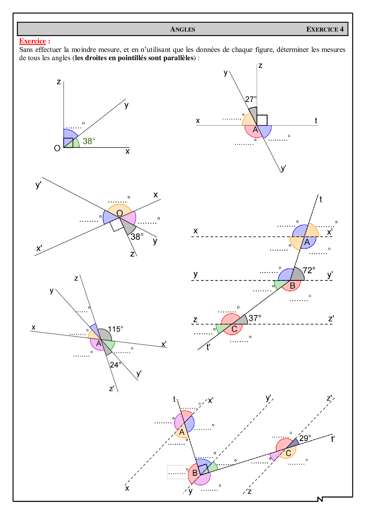 Calculs d'angle - Exercices - AlloSchool