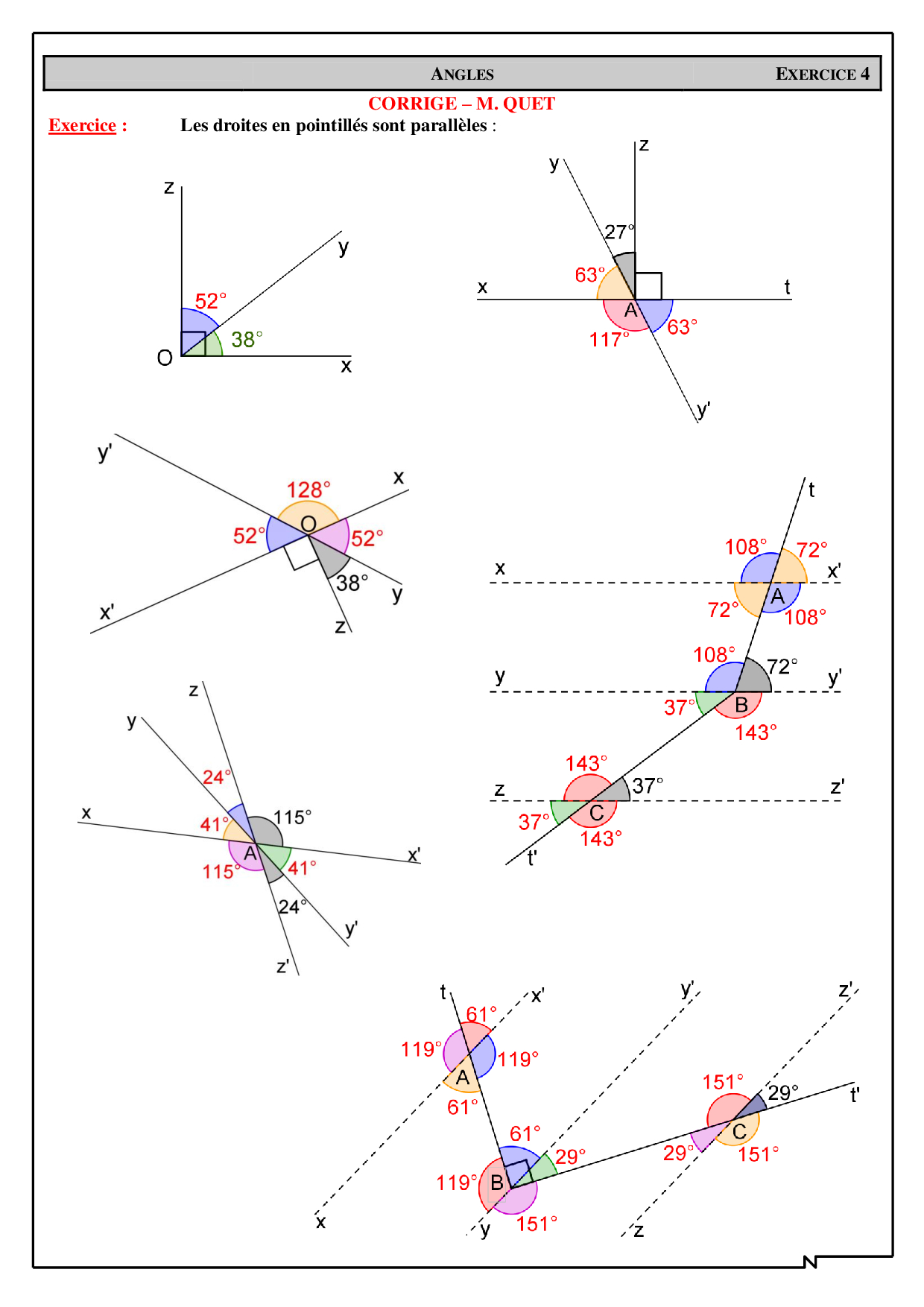 Calculs d'angle - Corrigé d'exercices - AlloSchool