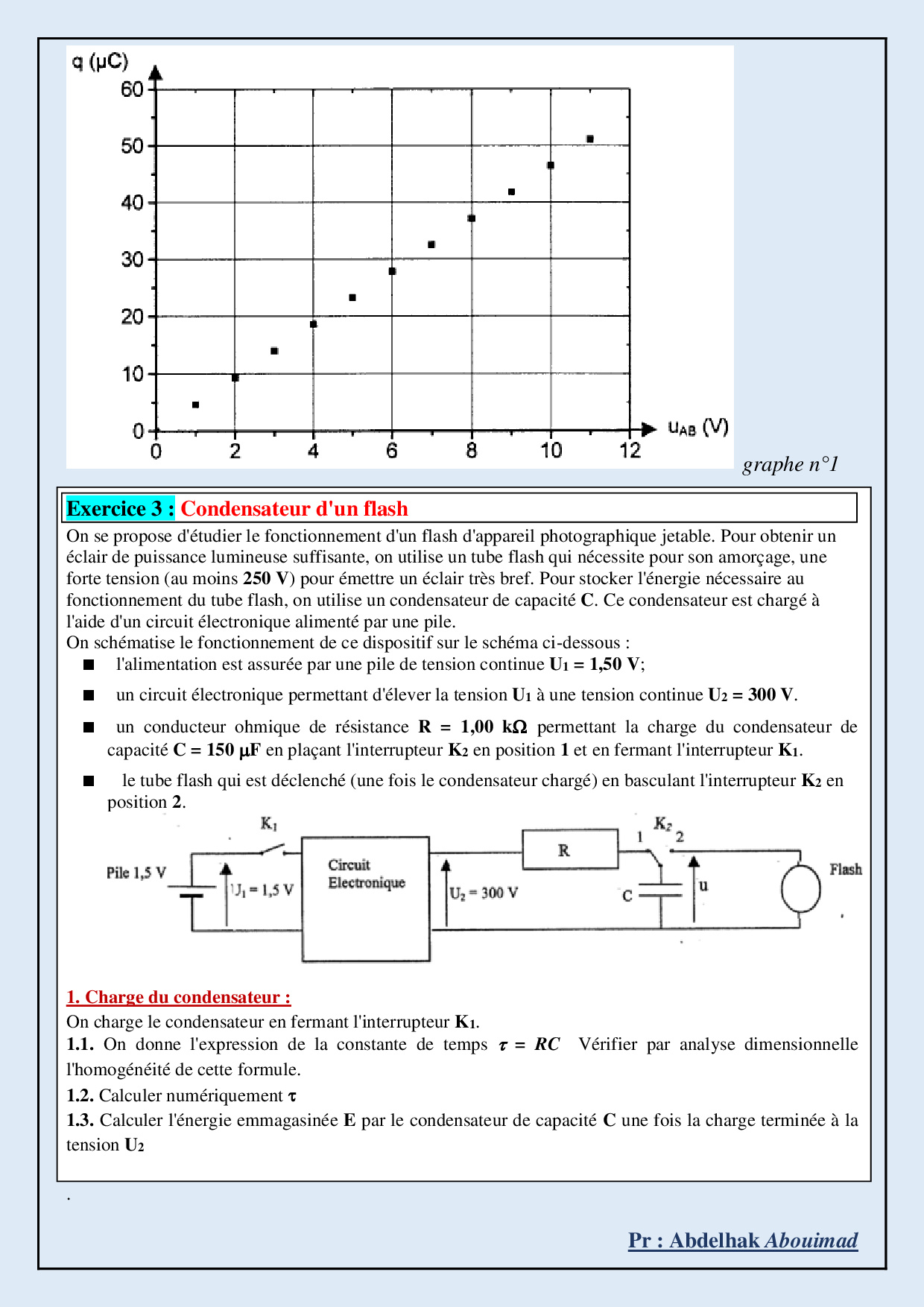 Le dipôle RC - Exercices corrigés - AlloSchool