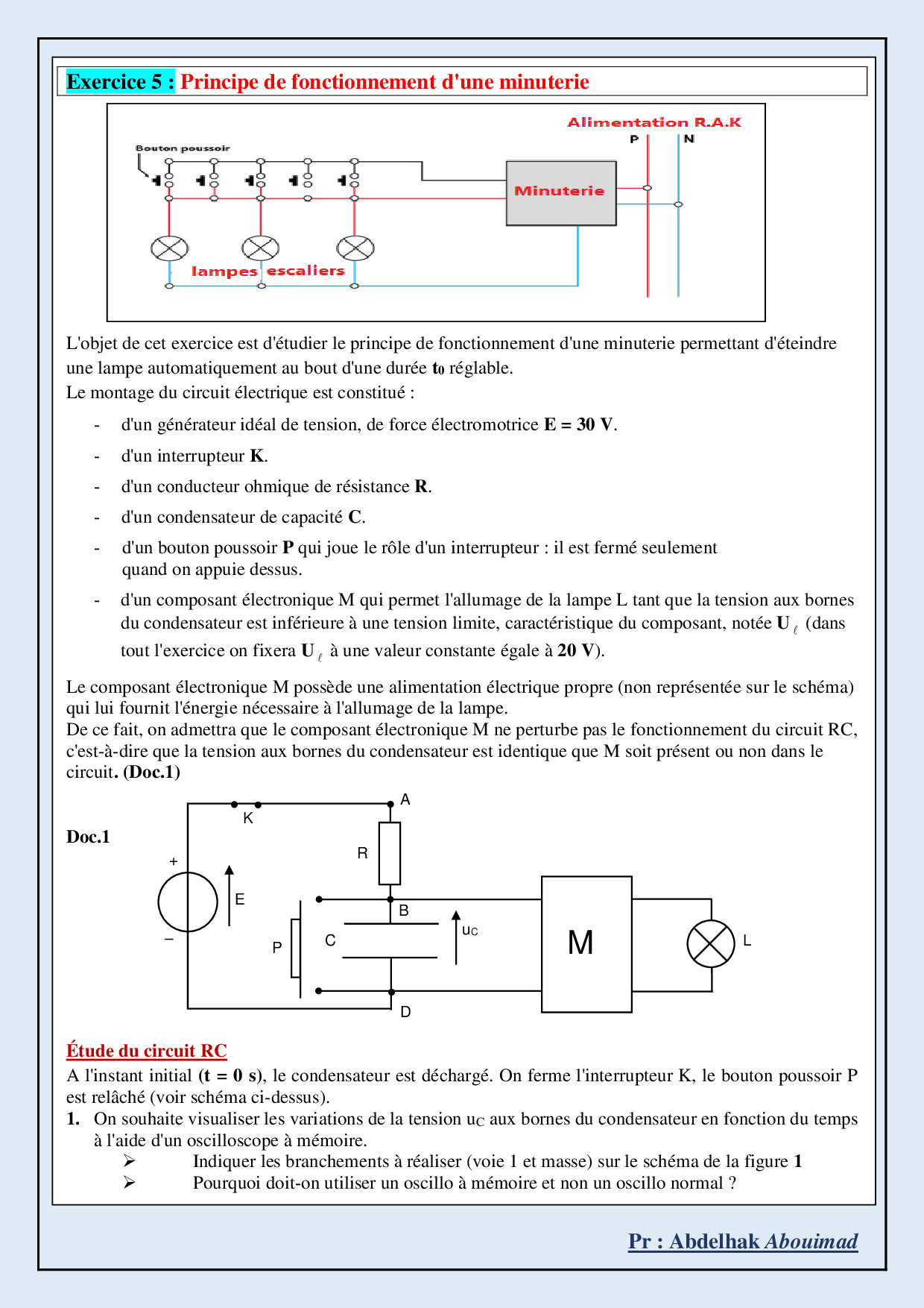 Le dipôle RC - Exercices corrigés - AlloSchool