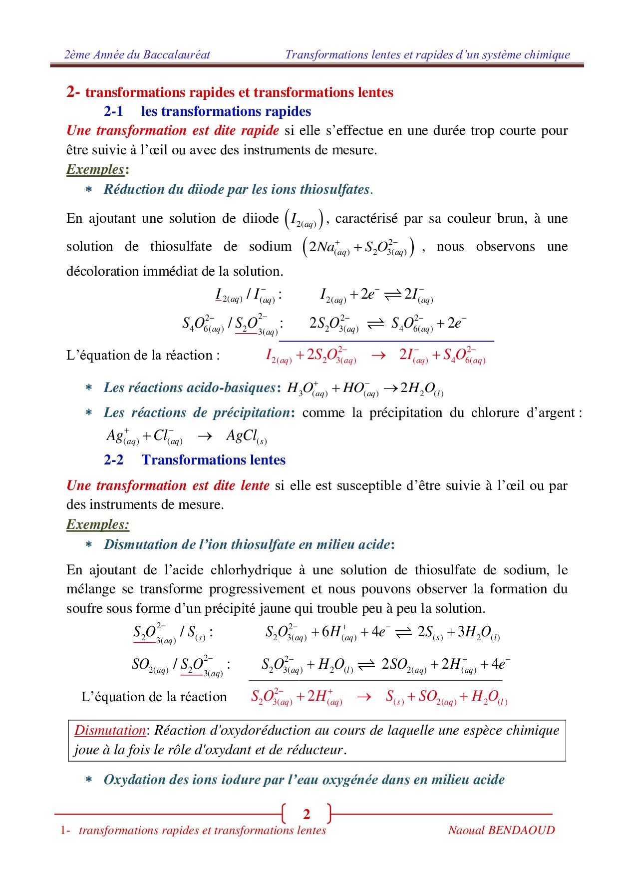 Les transformations lentes et les transformations rapides - Cours 3 ...