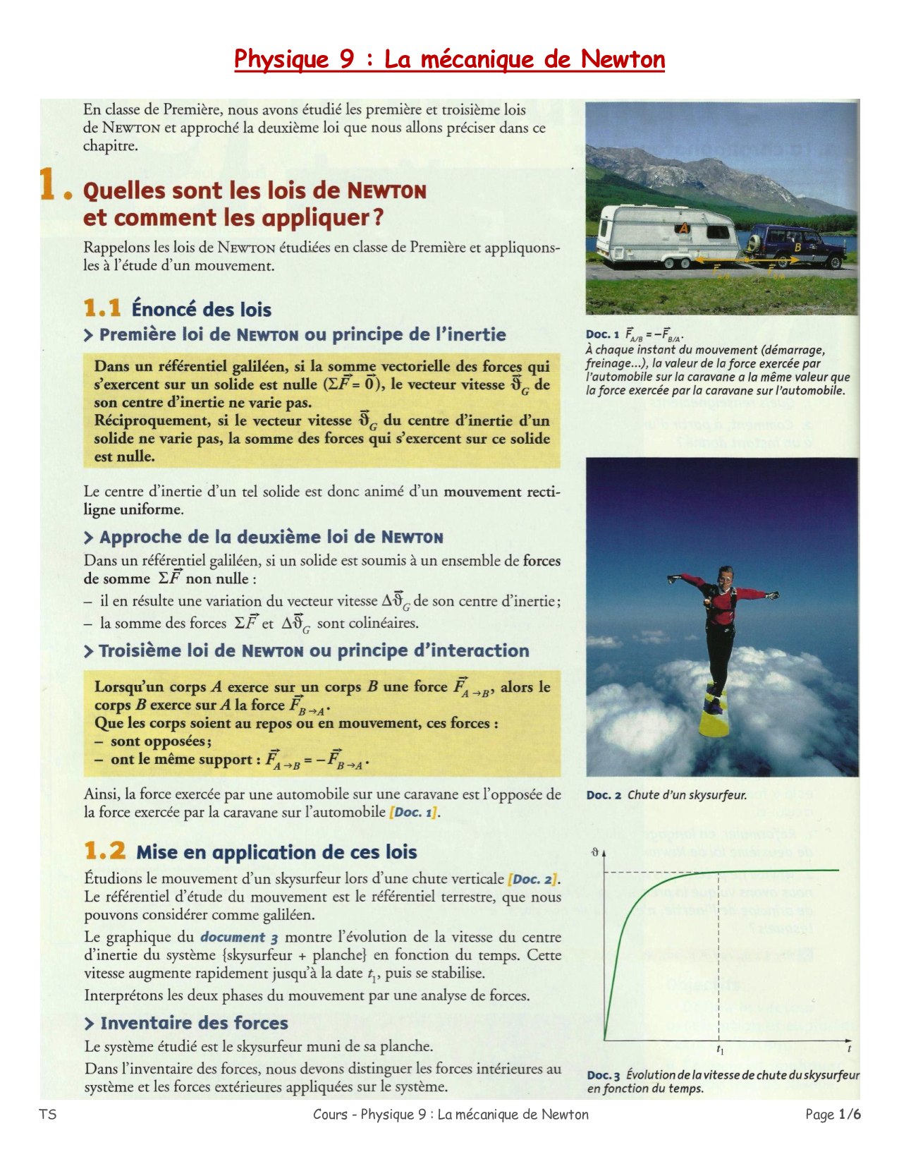 Les lois de Newton - Cours 1 - AlloSchool
