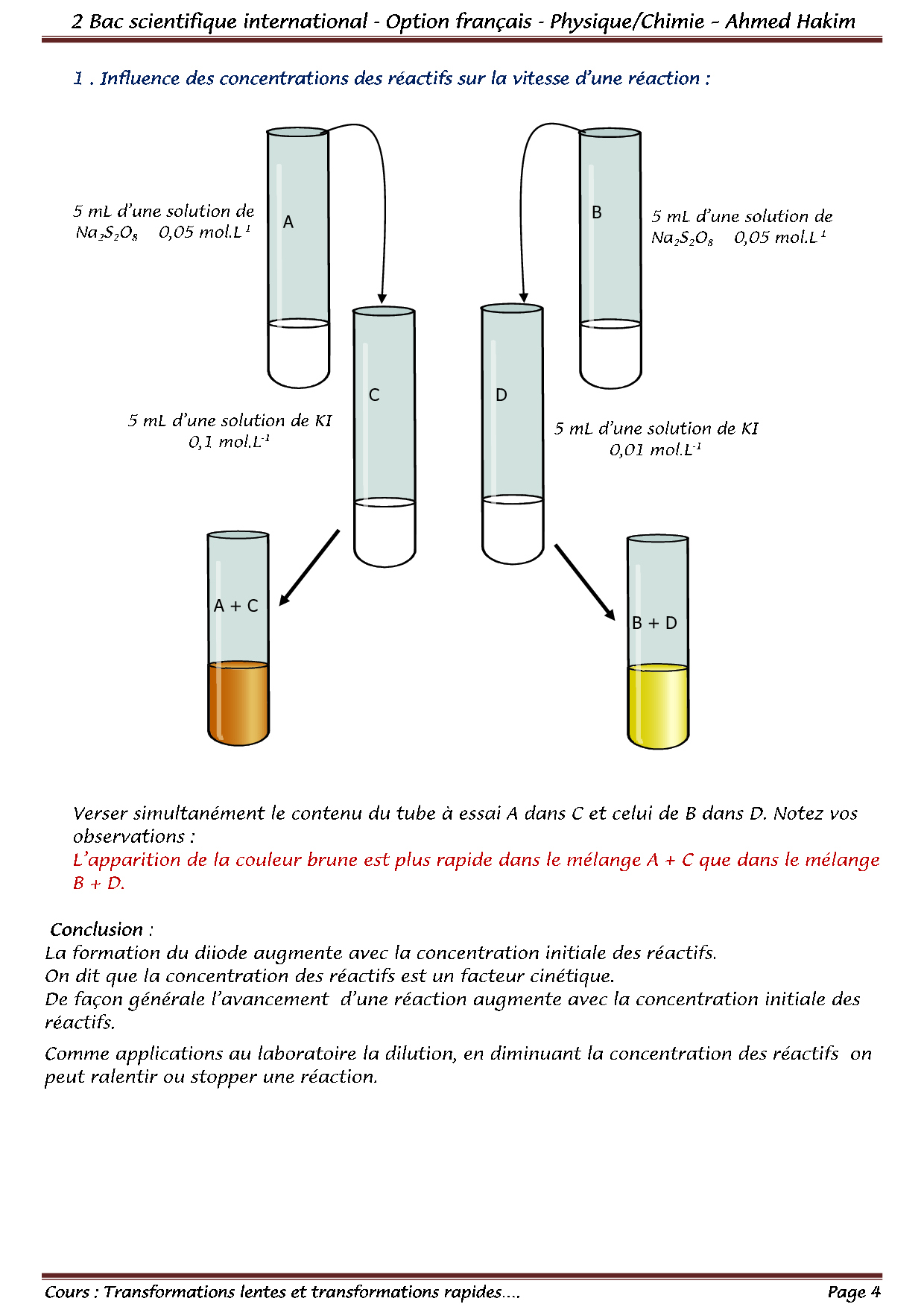 Les transformations lentes et les transformations rapides - Cours 1 ...