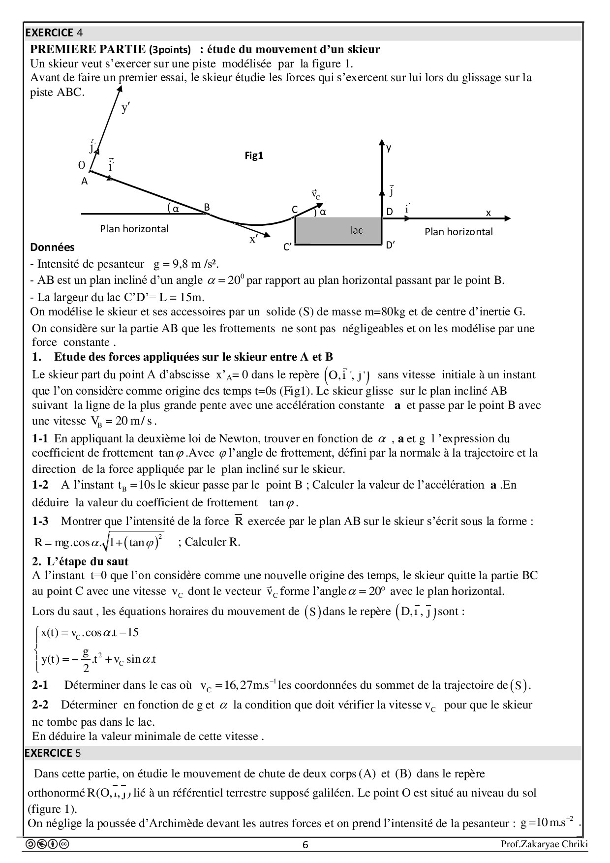 Le mouvement d’un projectile dans un plan - Exercices non corrigés 1 ...