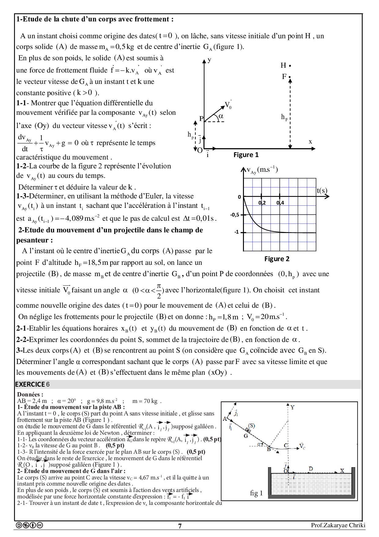 Le mouvement d’un projectile dans un plan - Exercices non corrigés 1 ...