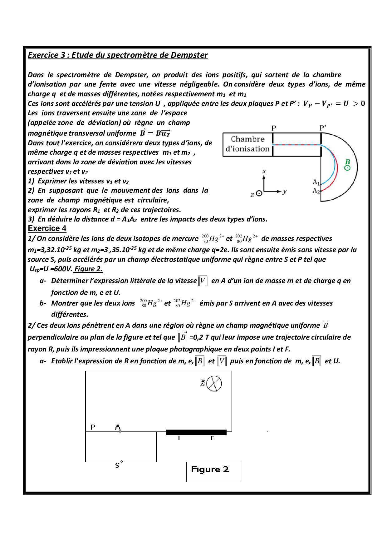 Le mouvement d’un projectile dans un plan - Exercices non corrigés 3 ...