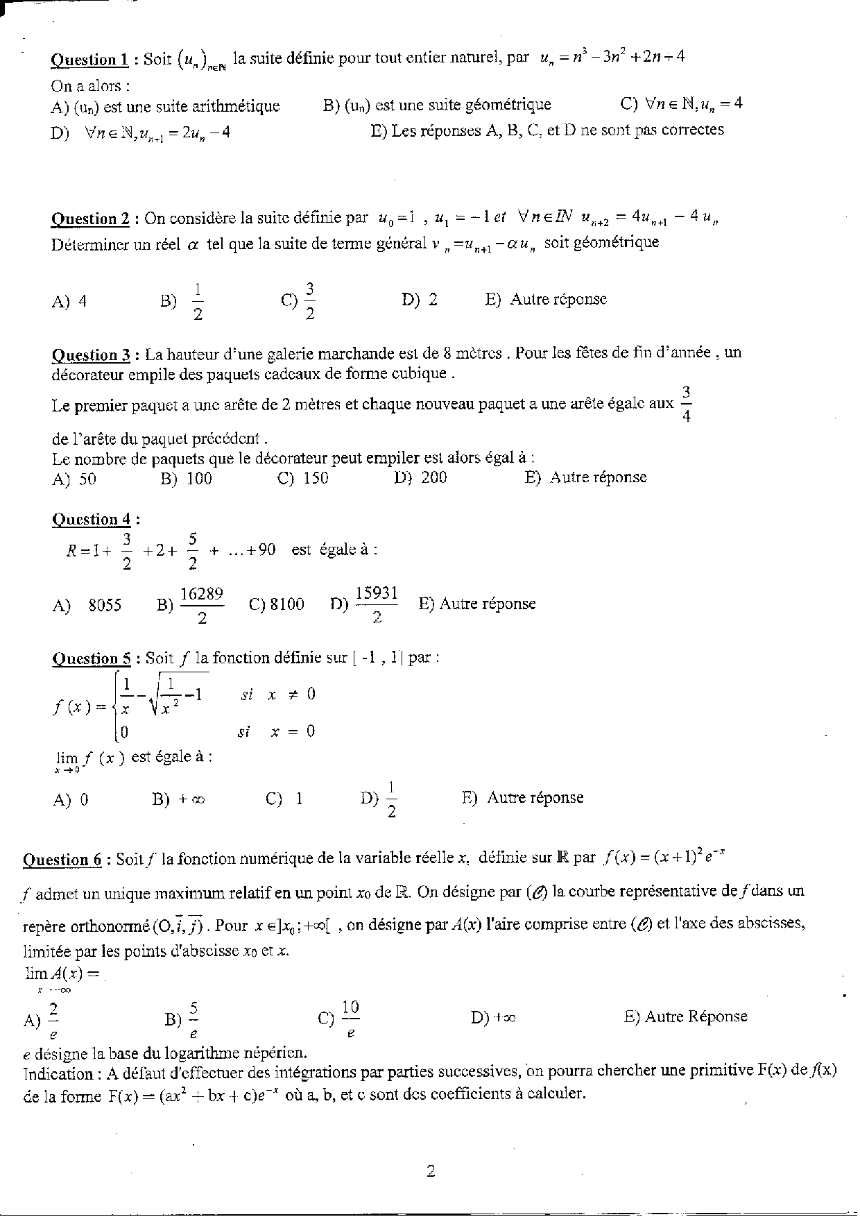 Concours d'entrée ISCAE 2018 - Mathématiques - AlloSchool