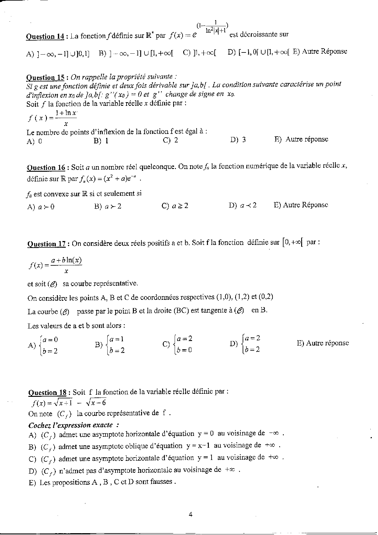 Concours d'entrée ISCAE 2018 - Mathématiques - AlloSchool