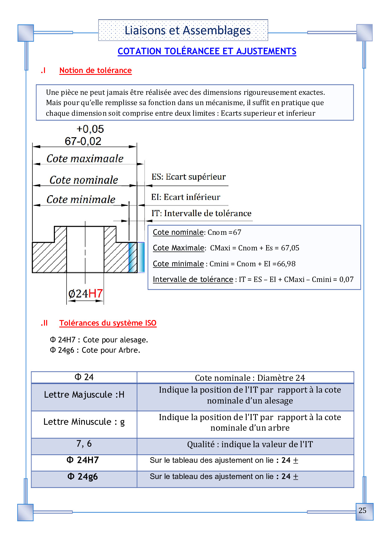 Liaisons et assemblage de pièces mécaniques - Cotation, tolérance et ...