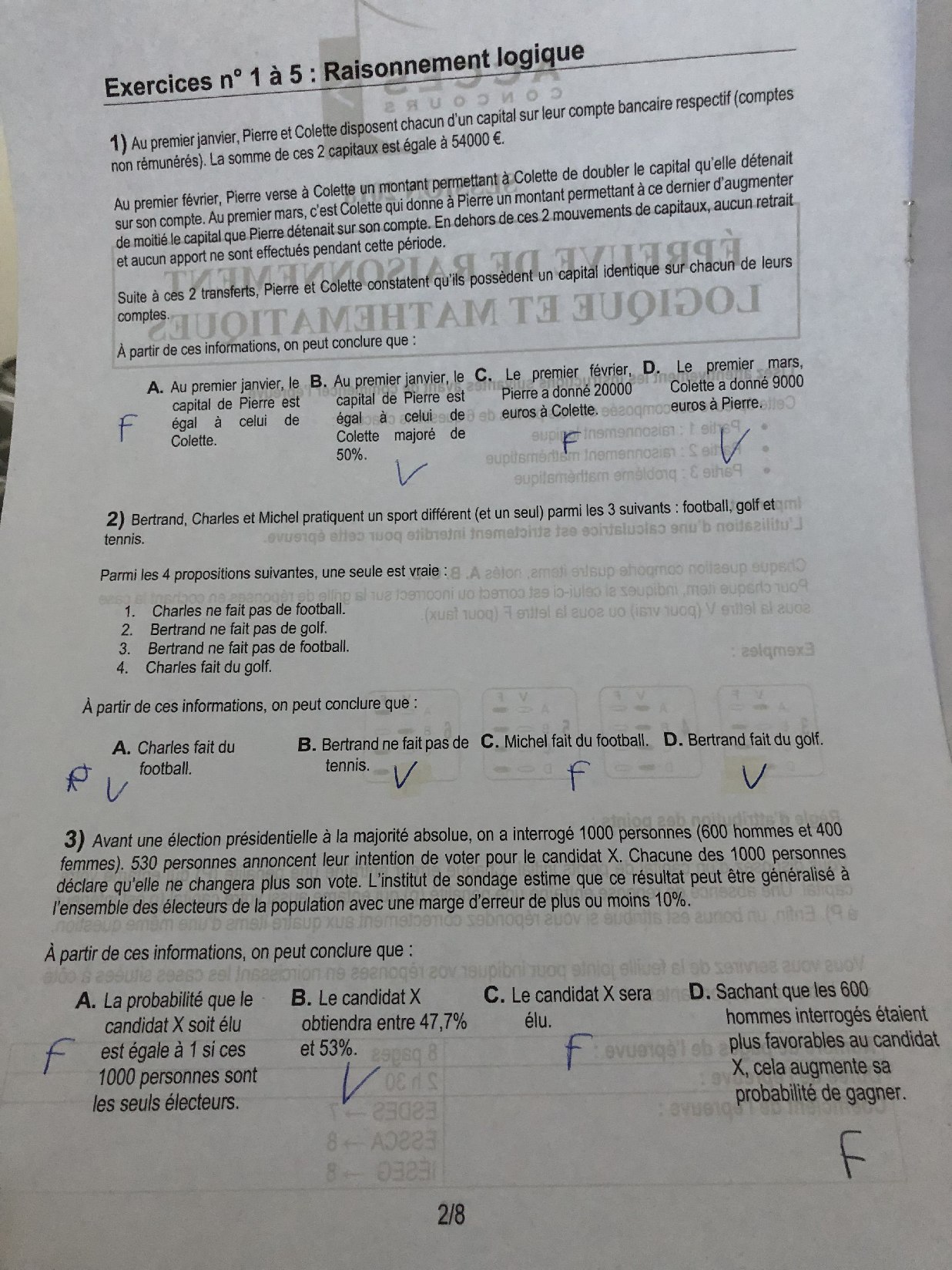 Concours ACCÈS 2018 - Raisonnement logique et Mathématiques (Sujet ...
