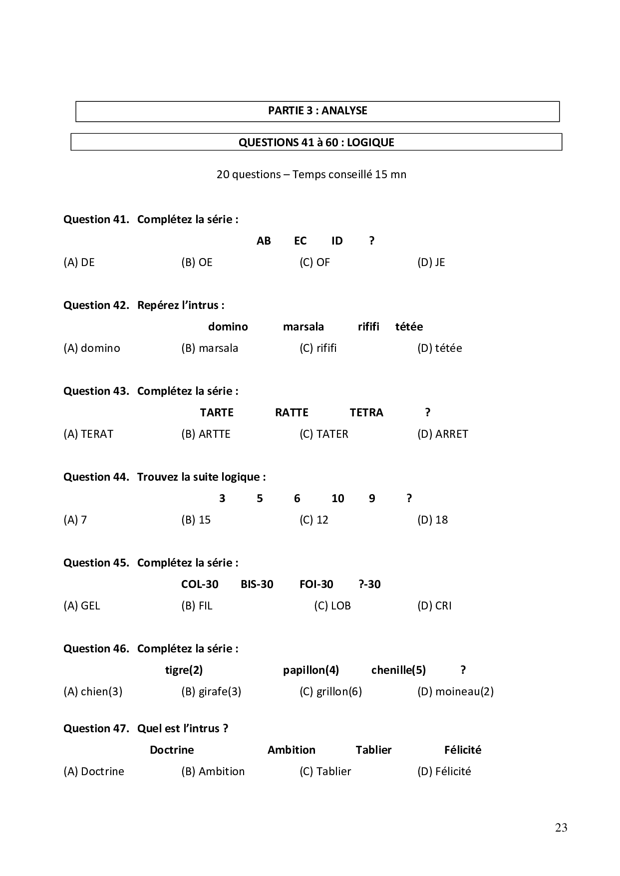 Concours LINK 2018 - Logique CAC (Sujet) - AlloSchool