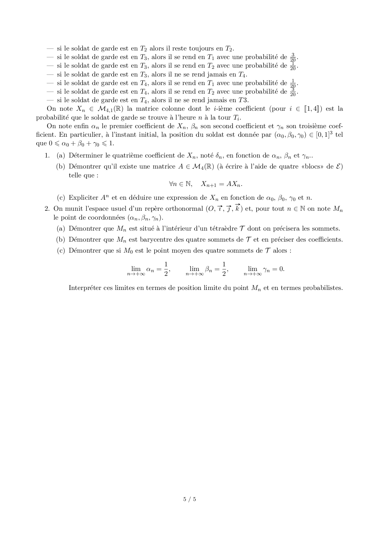 Concours G2E 2019 - Mathématiques (Sujet) - AlloSchool